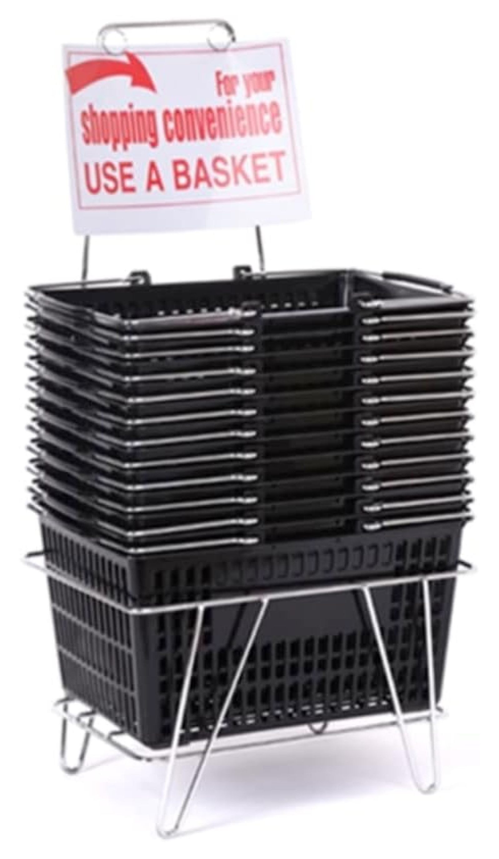 Black Shopping Baskets Set of 12 - 11.5" x 15.5" x 8" - Metal Wire ...