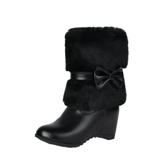 Black Womens Boots For Winter Casual Wear Plus Size Comfortable High ...