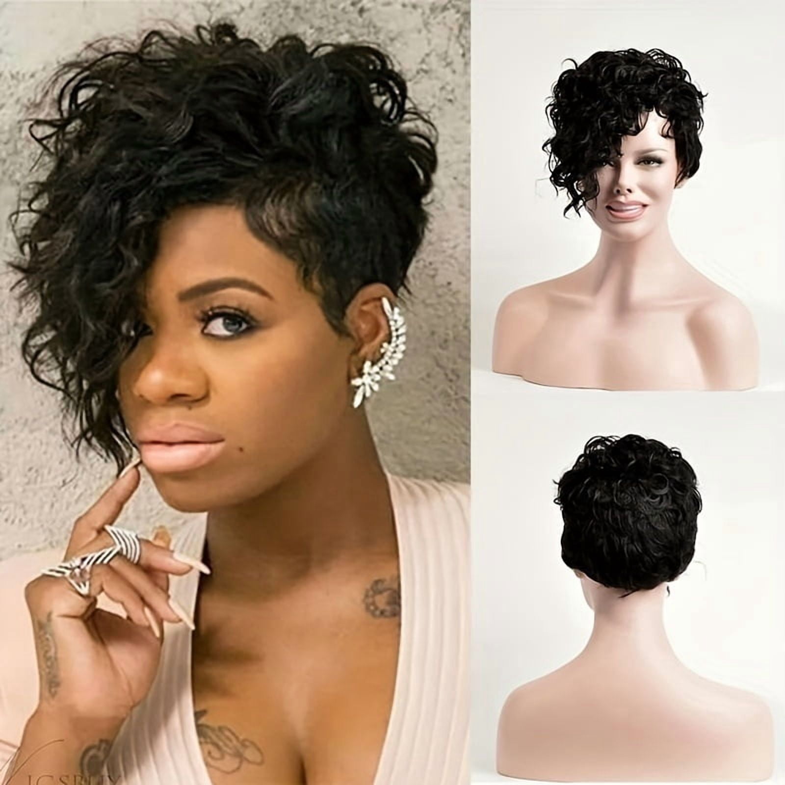 Black Short Curly Wig for Women - Stylish and Comfortable Headgear ...