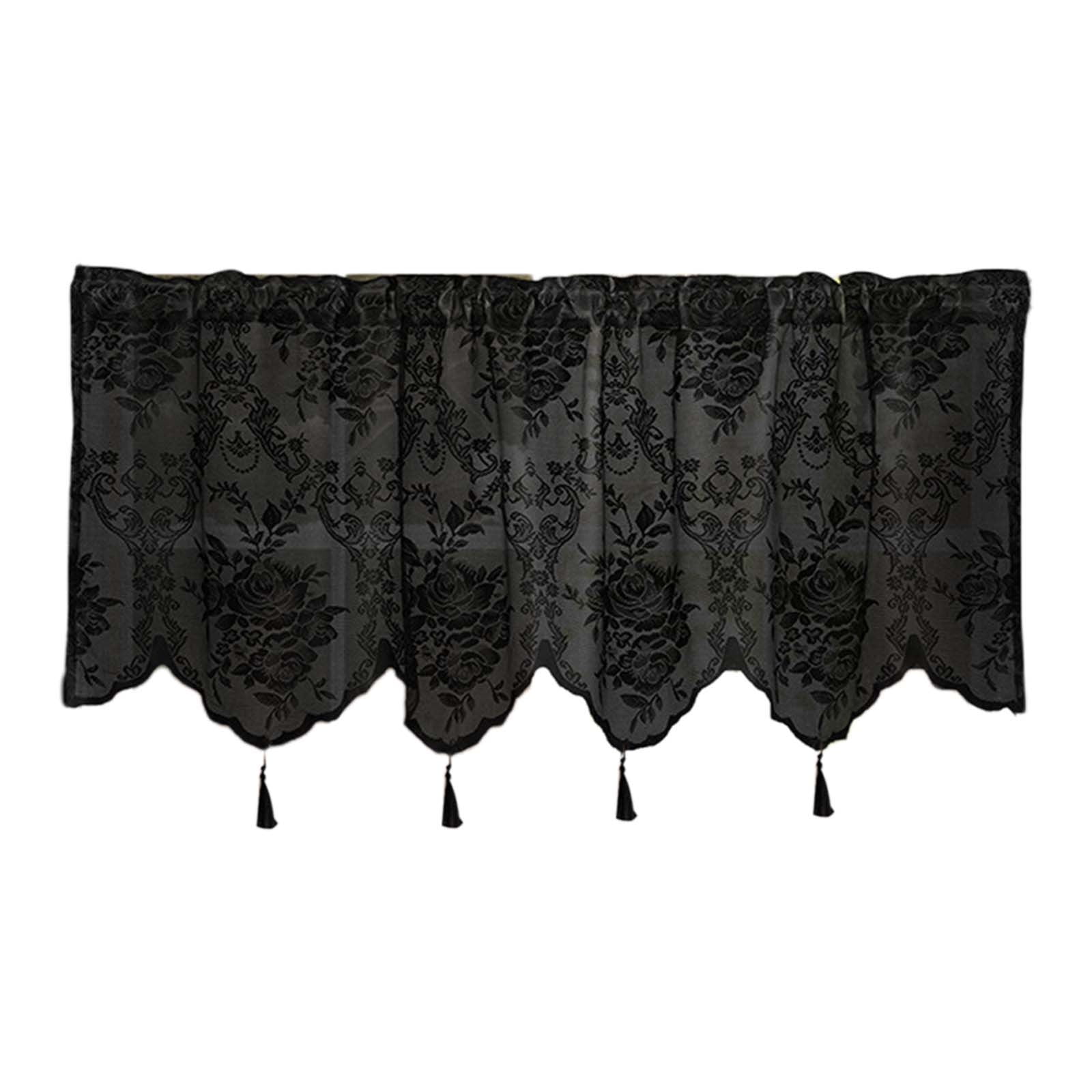 Black Short Sheer Curtains for Small Windows,1 Panels Set Solid Voile ...