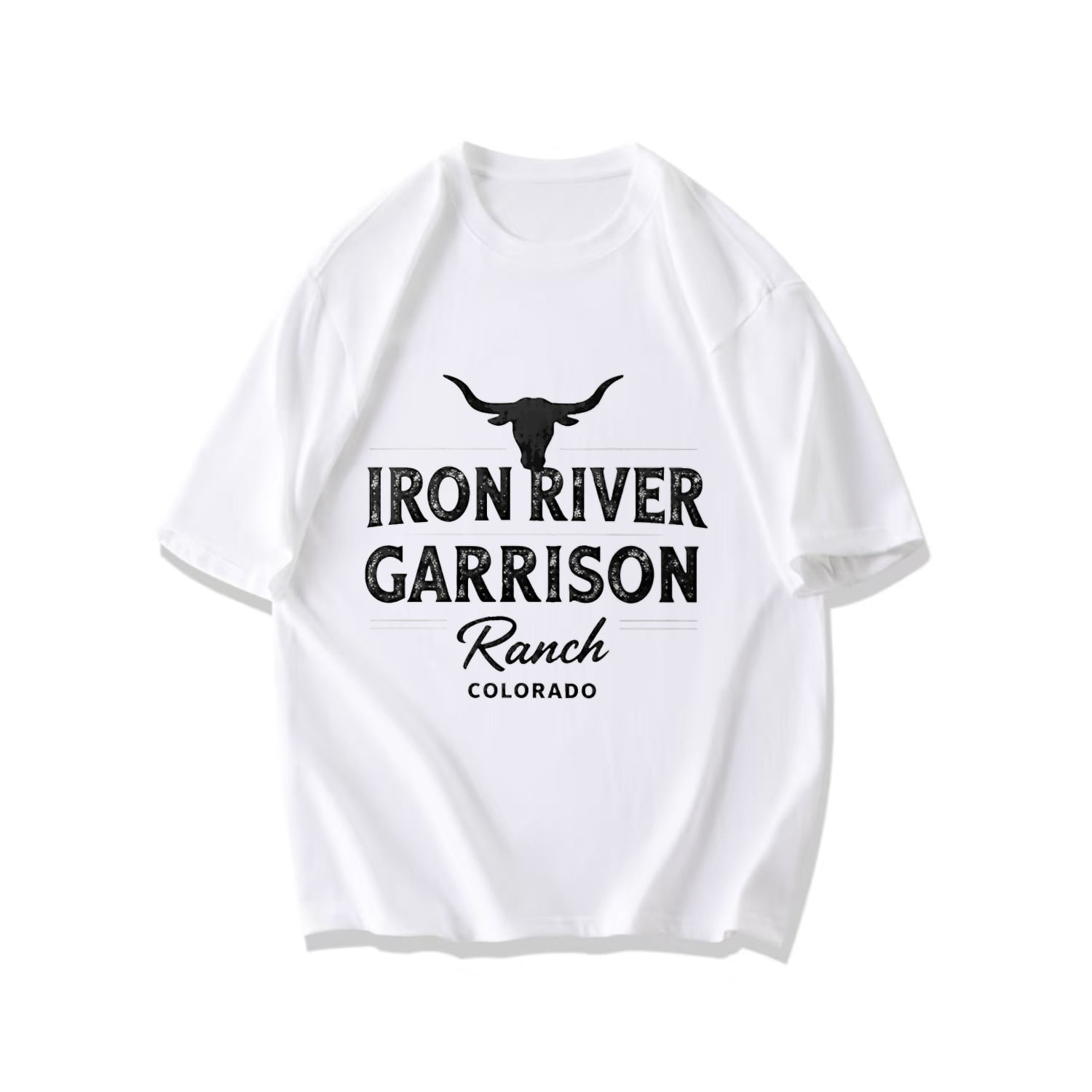 Black Short Sleeve T Shirt With Iron River Garrison Ranch Colorado Bull ...