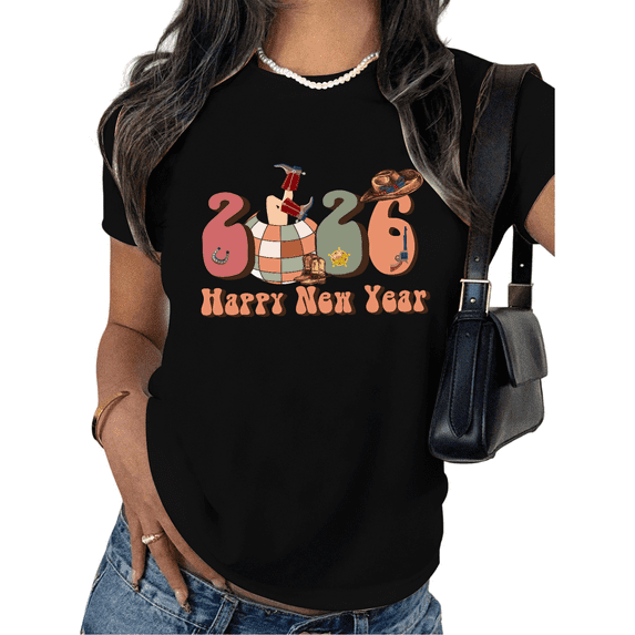 Black Short Sleeve T-Shirt Women Graphic Tees 2026 Western Cowboy New ...
