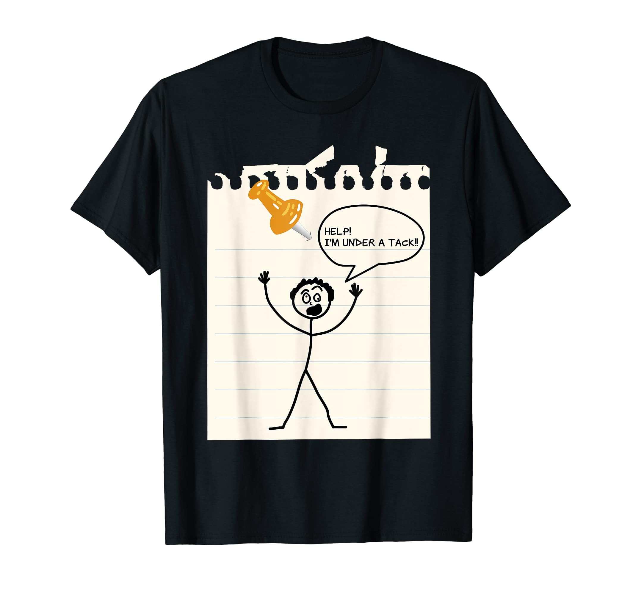 Black Short Sleeve T-Shirt for Men - Stick Figure Under A Tack ...