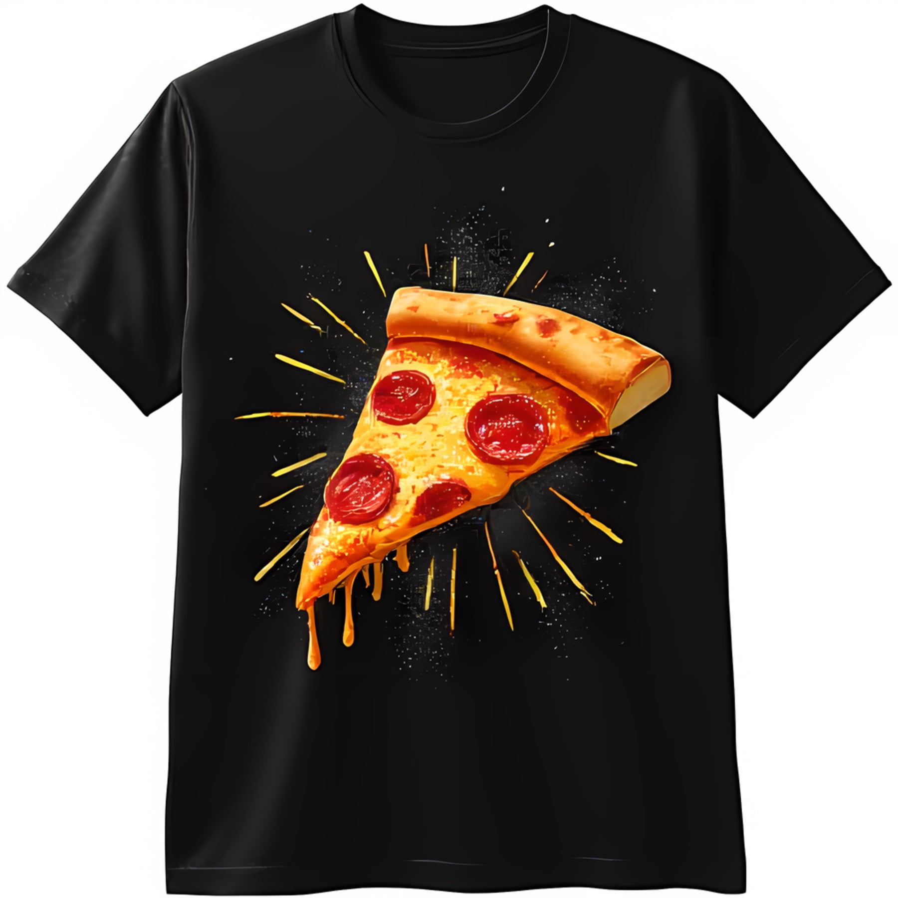 Black Short Sleeve T-Shirt with Pepperoni Pizza Design - Walmart.com