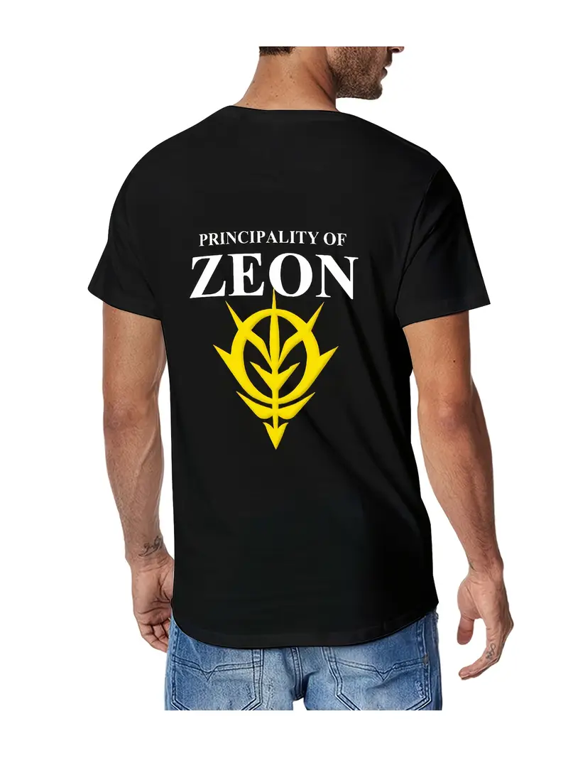 Black Short Sleeve T-Shirt with "Principality of Zeon" and Yellow ...