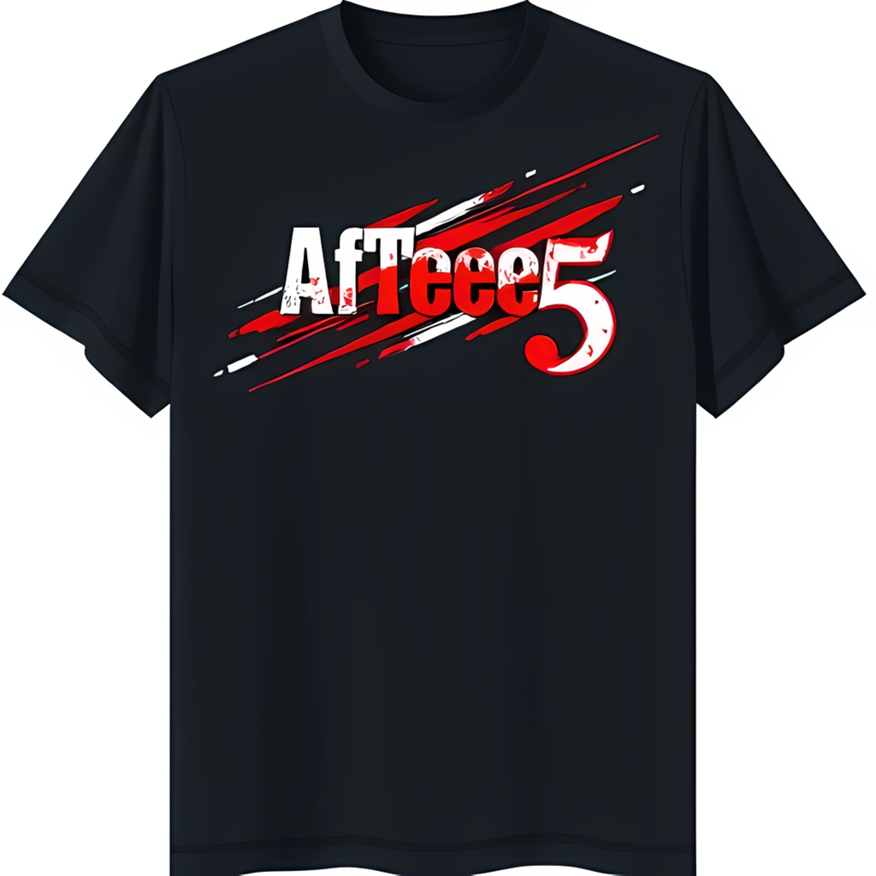 Black Short Sleeved T-Shirt with Bold 'Aftee 5' Graphic Design - Walmart.com