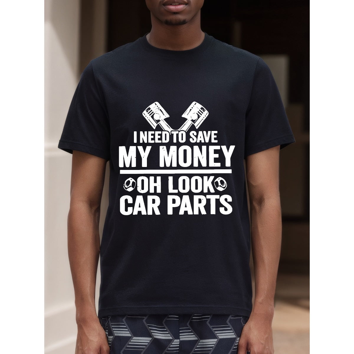 Black Short Sleeved T-shirt with Humorous and Cost Saving Slogans ...