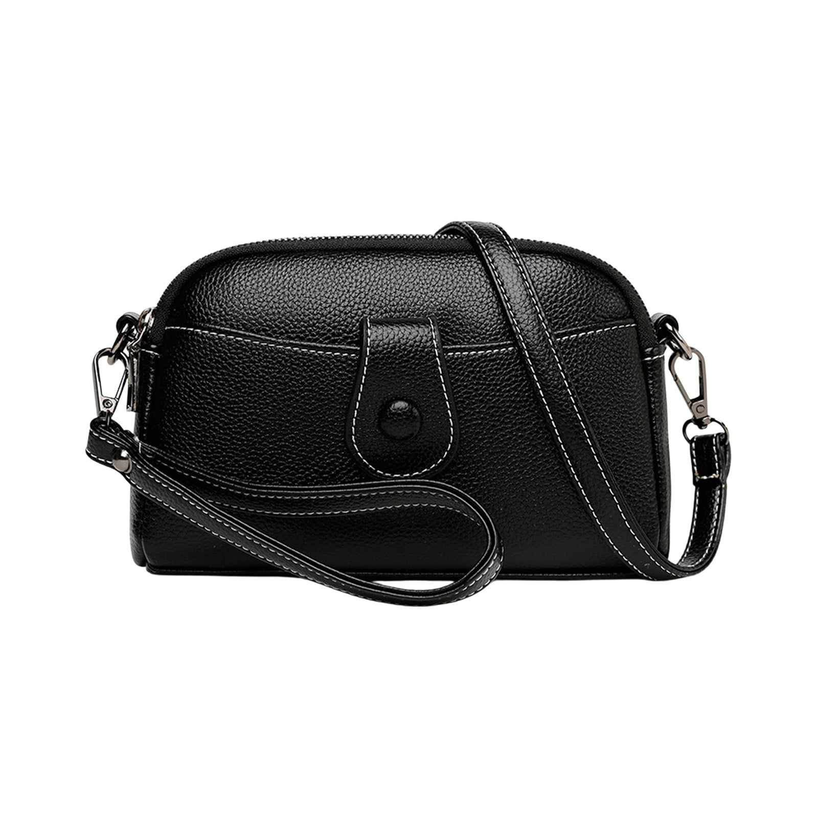 Black Shoulder Bag For Women Multi-Zip Spacious Large Capacity ...