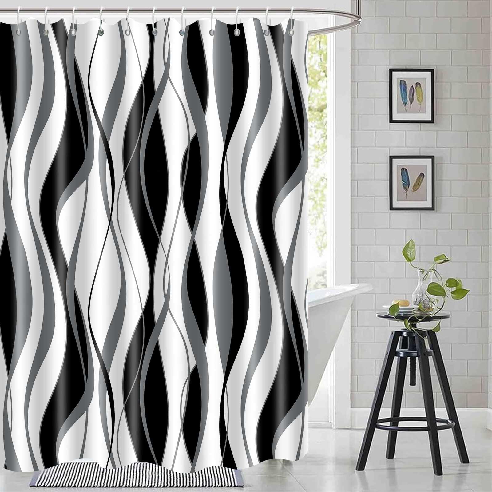 Black And White Stripes Shower Curtain