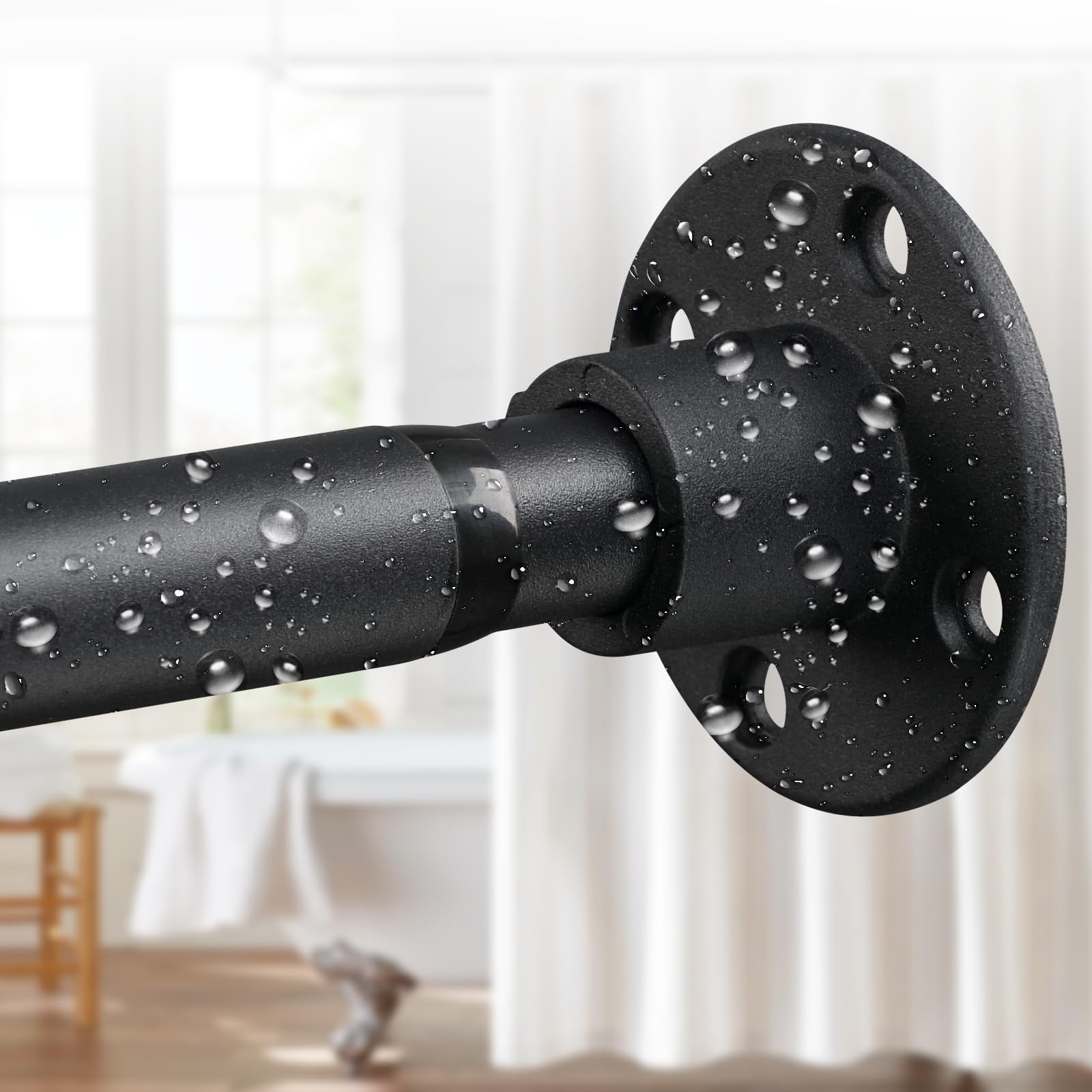 Black Shower Curtain Rod, Adjustable Shower Curtain Rod for Bathroom ...