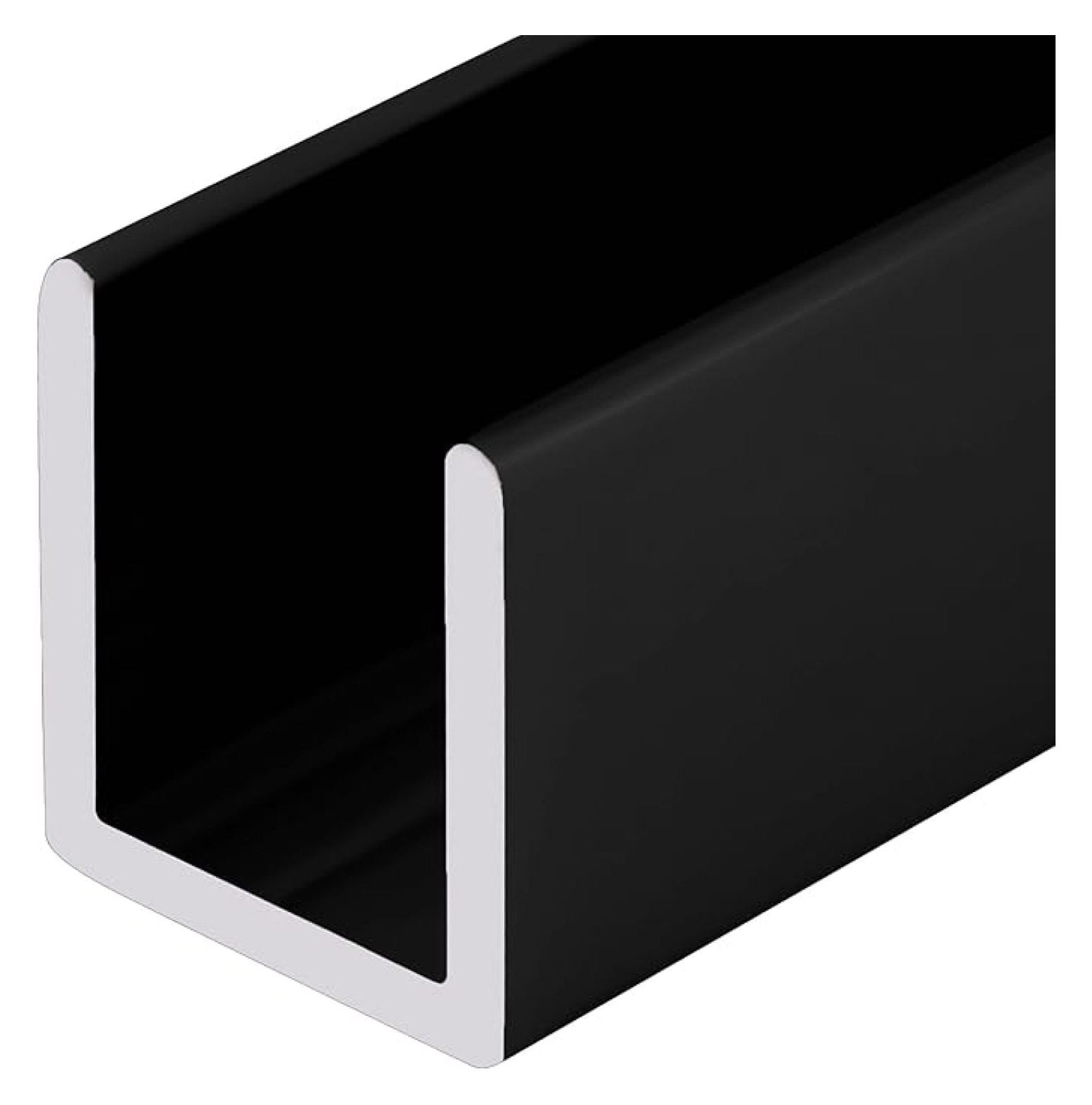 Black Shower Door U-Channel - 95 Inch - 1/2" Fixed Glass Panel Deep U ...