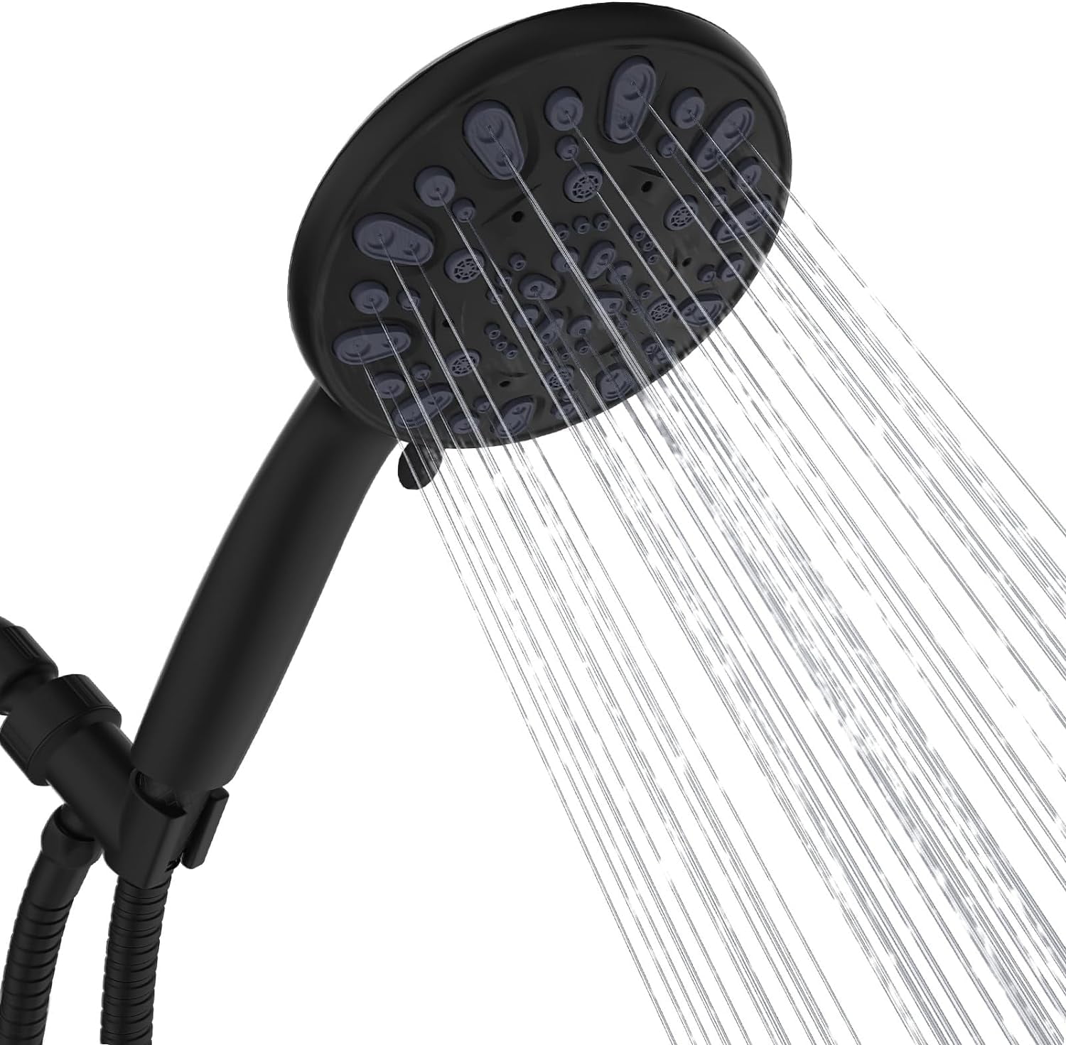 Black Shower Head, 7 Spray Modes Detachable Showerhead High Pressure ...