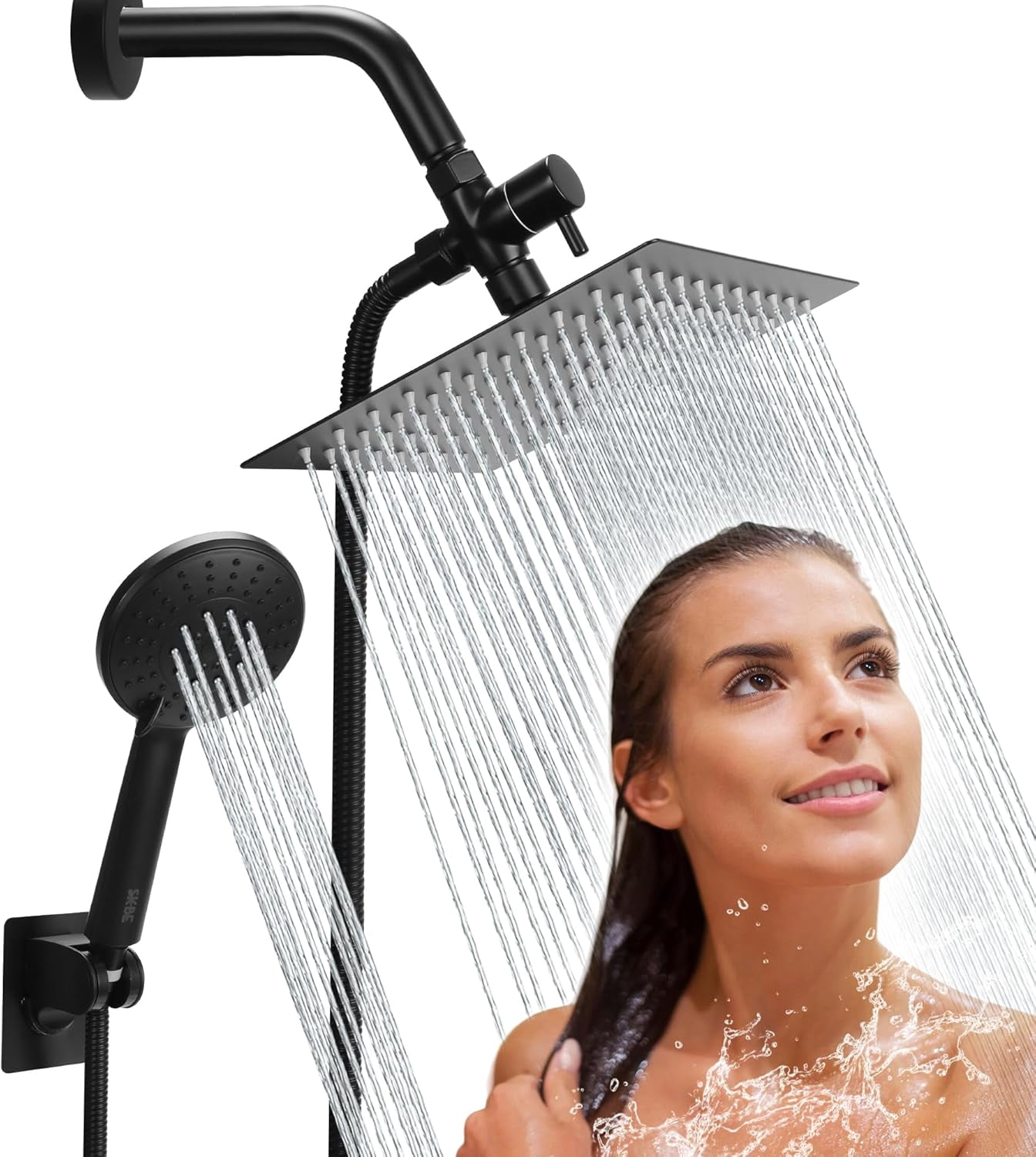 Black Shower Head with Handheld, High Pressure Stainless Steel Shower ...