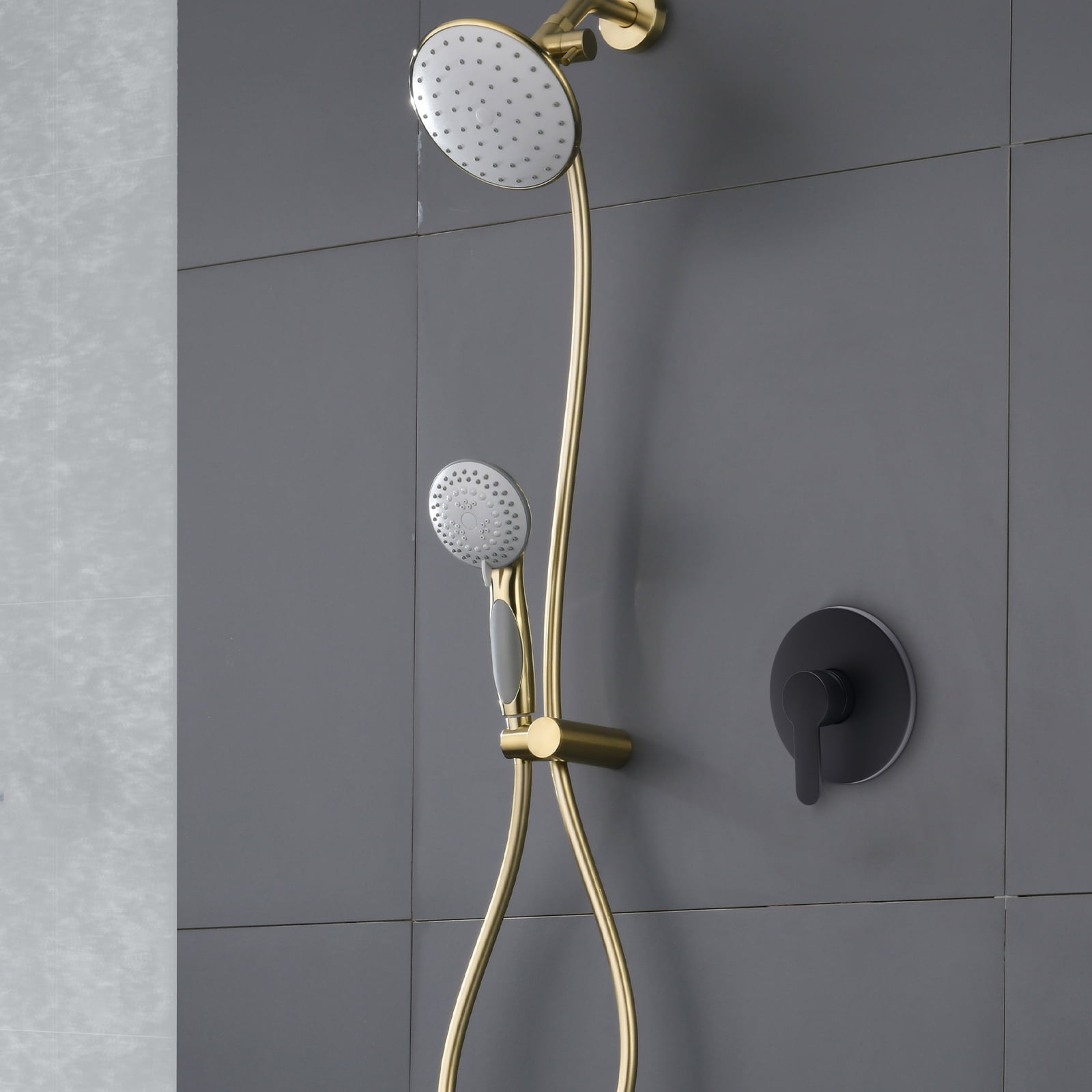 Black Shower Mixer Valve with Chrome Plating 2-Handle Bathroom Fixture ...