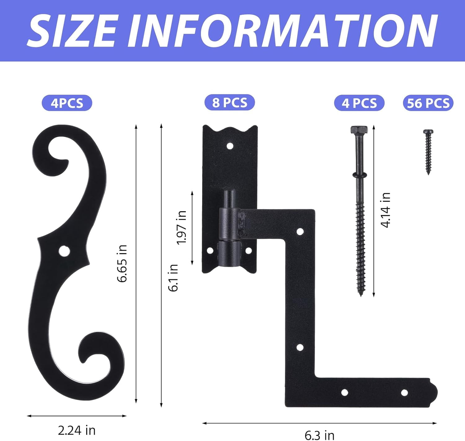 Black Shutter Hinges and S Holdback Hooks with Attachment Hardware ...