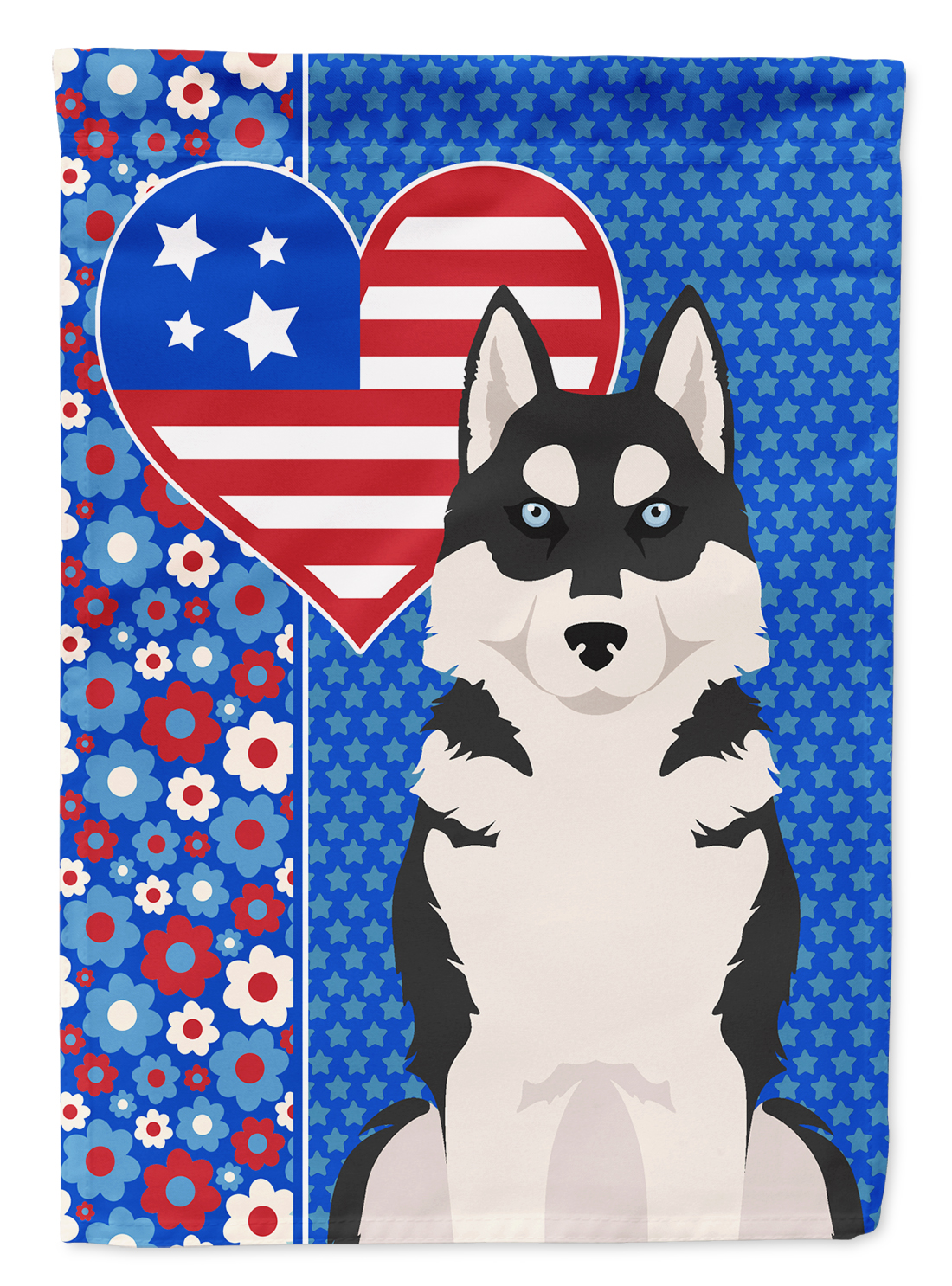 Black Siberian Husky USA American Flag Canvas House Size 28 in x 40 in ...