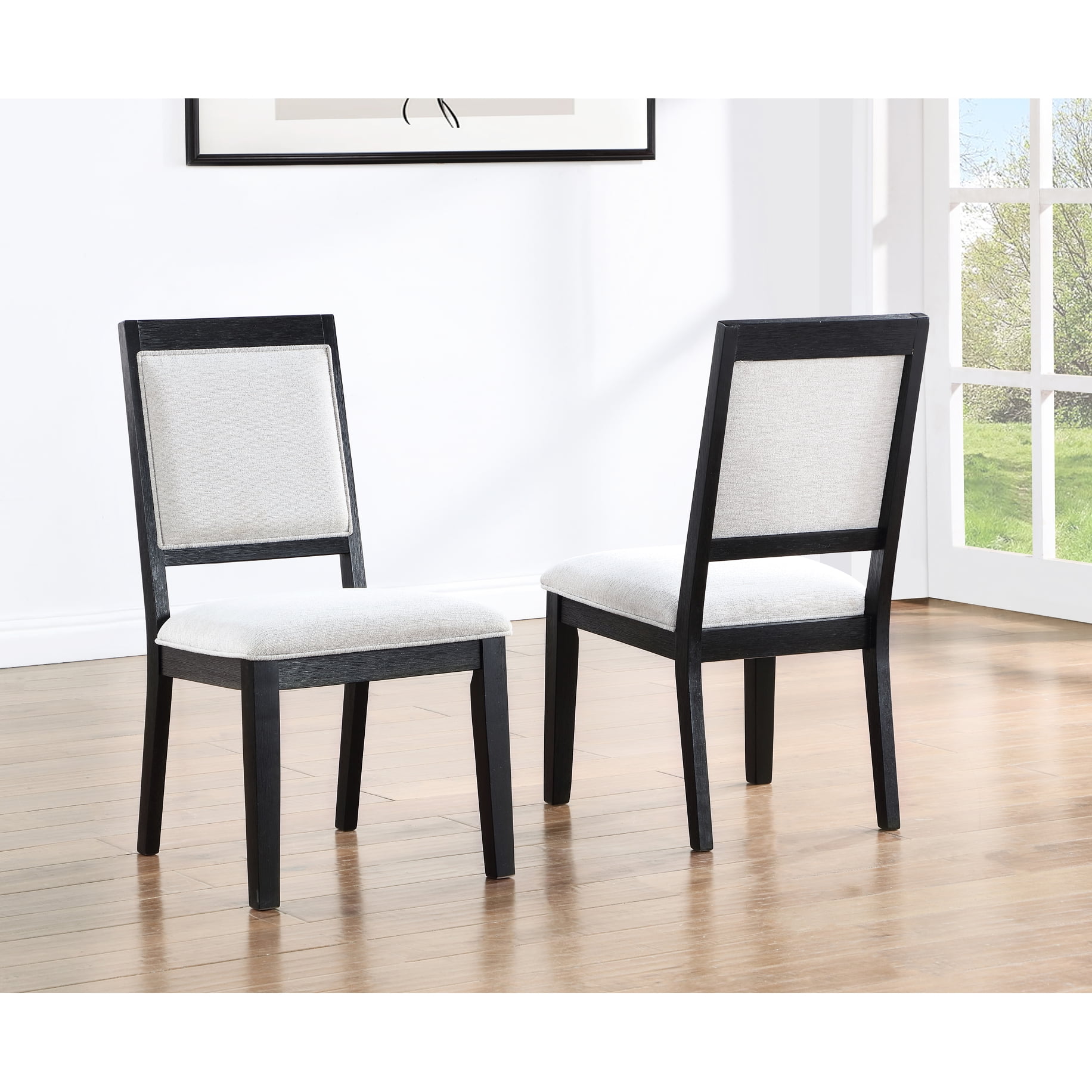 Black Side Chair ( Of 2), Made From Asian Hardwood Solids & Engineered ...
