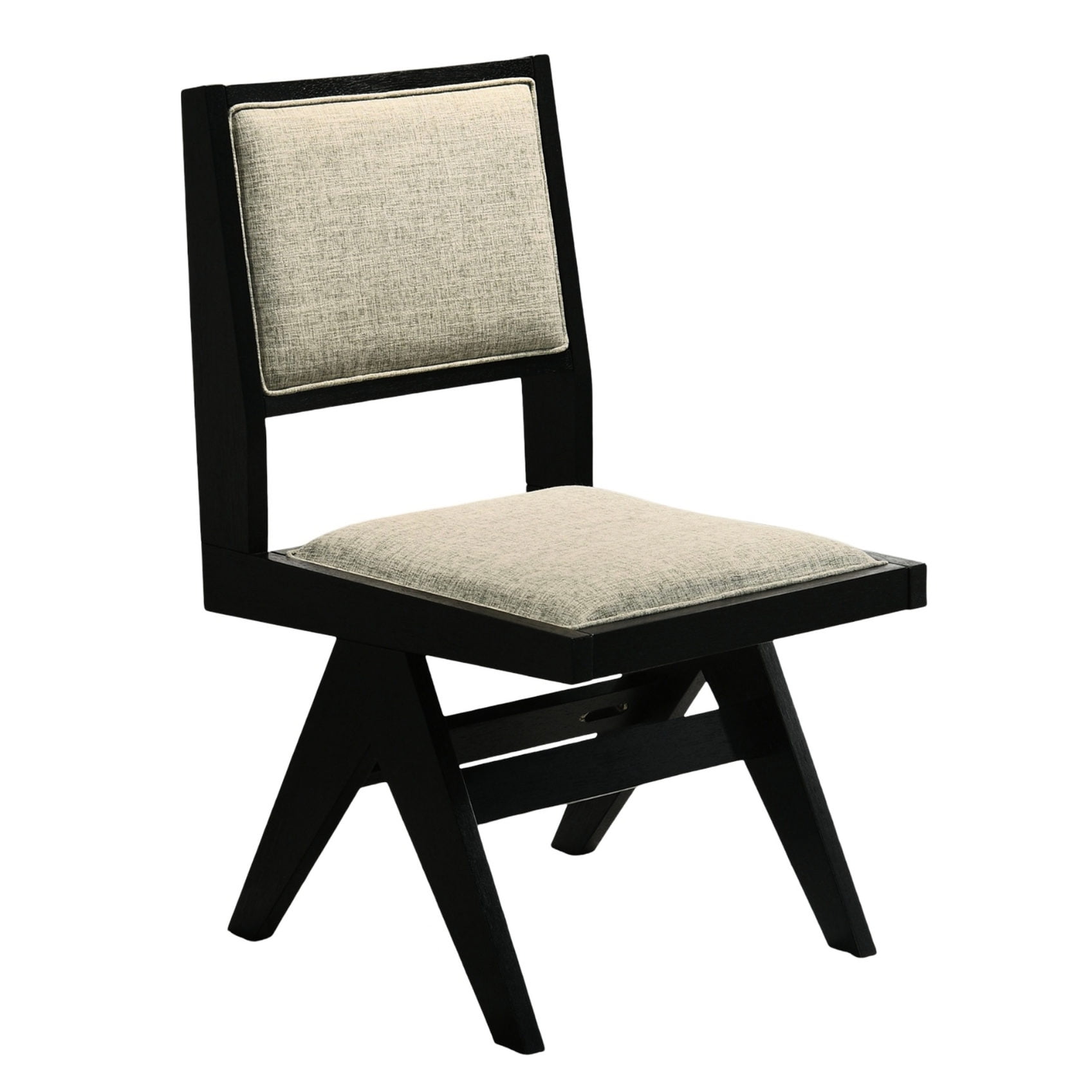 Black Side Chairs for Dining Room, 2pc Set, Light Gray Cushion ...