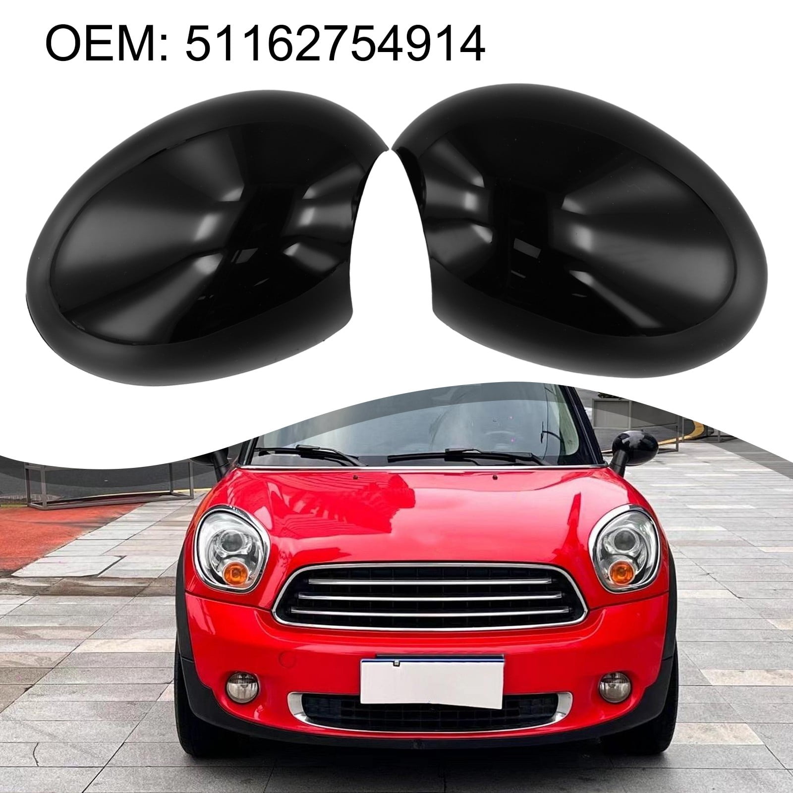 Black Side Mirror Cover Cap 51162754914 for Mini for Cooper R55 R56 R57 ...