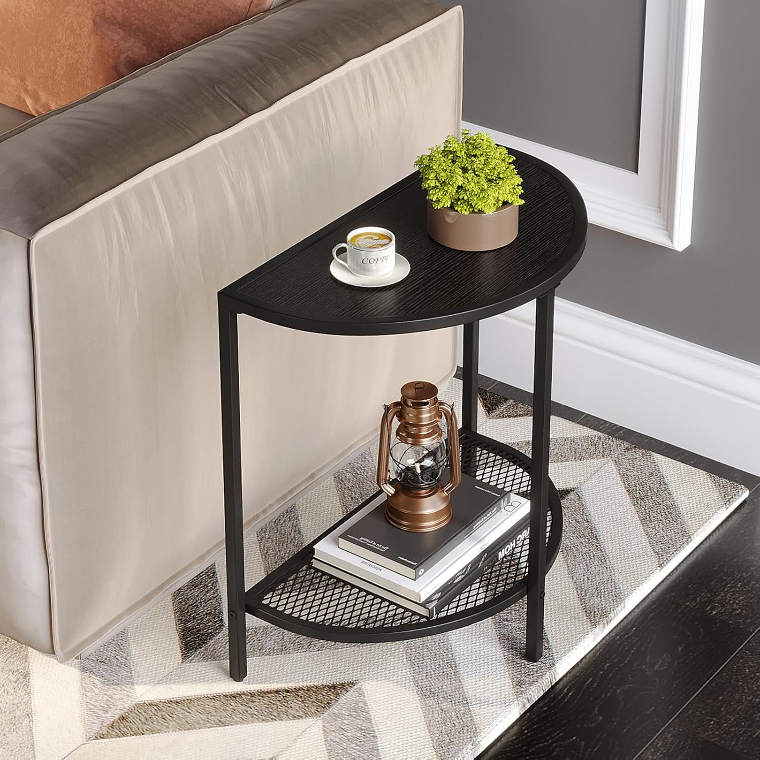 Black Side Table 19.7'' Half Moon Side Tables 18.7"*10.4" Night Stand ...