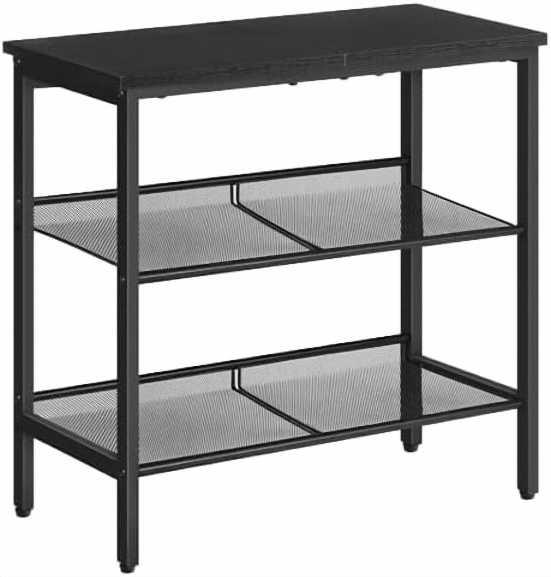 Black Side Table, 3-Tier Metal Side Table, Small Black Table with 2 ...