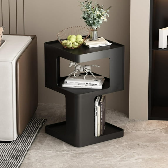 Black Side Table, Modern Nightstand Metal End Table for Living Room ...