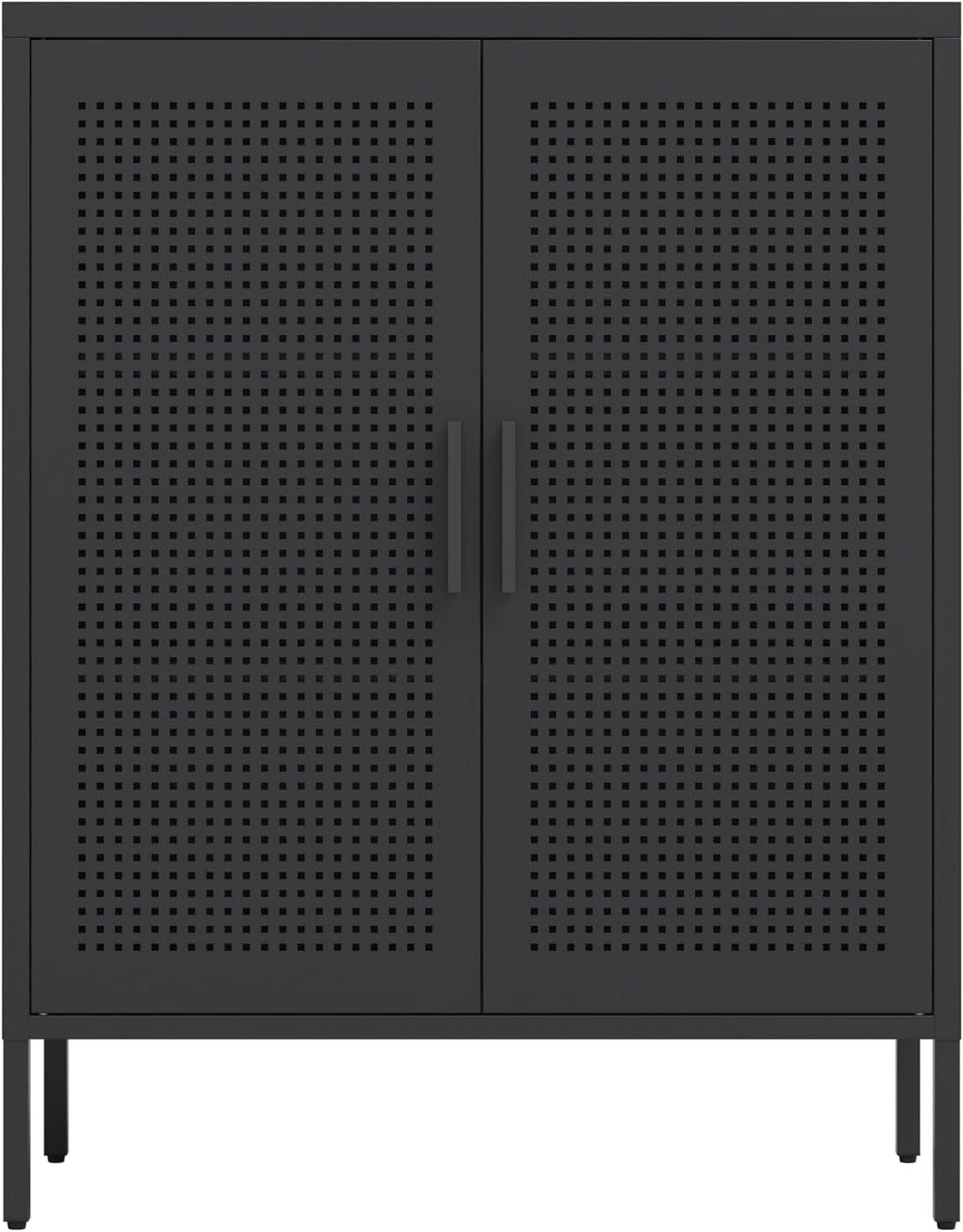 Black Sideboard Cabinet Cold-Rolled Steel Storage Cabinet Double Doors ...