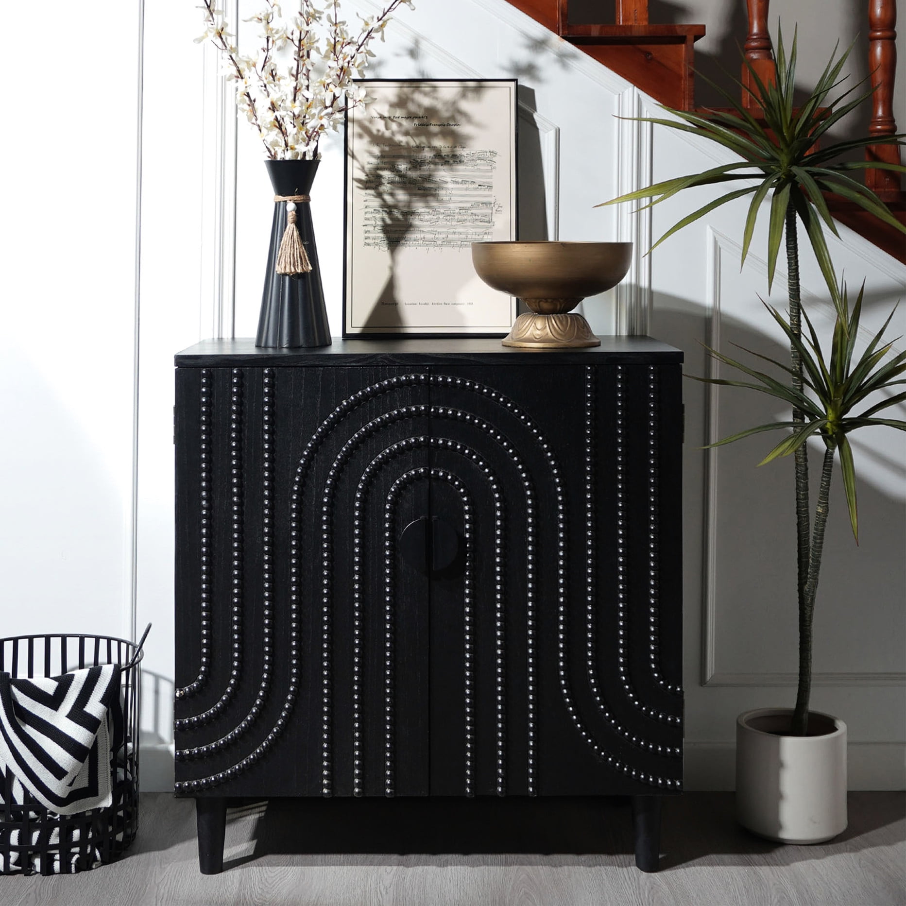 Black Sideboard Storage | Two - tier Shelving for Organizing Living ...