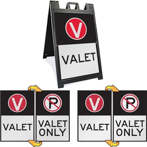 Black Signicade Deluxe with Two Valet Parking Signs v002 - Walmart.com