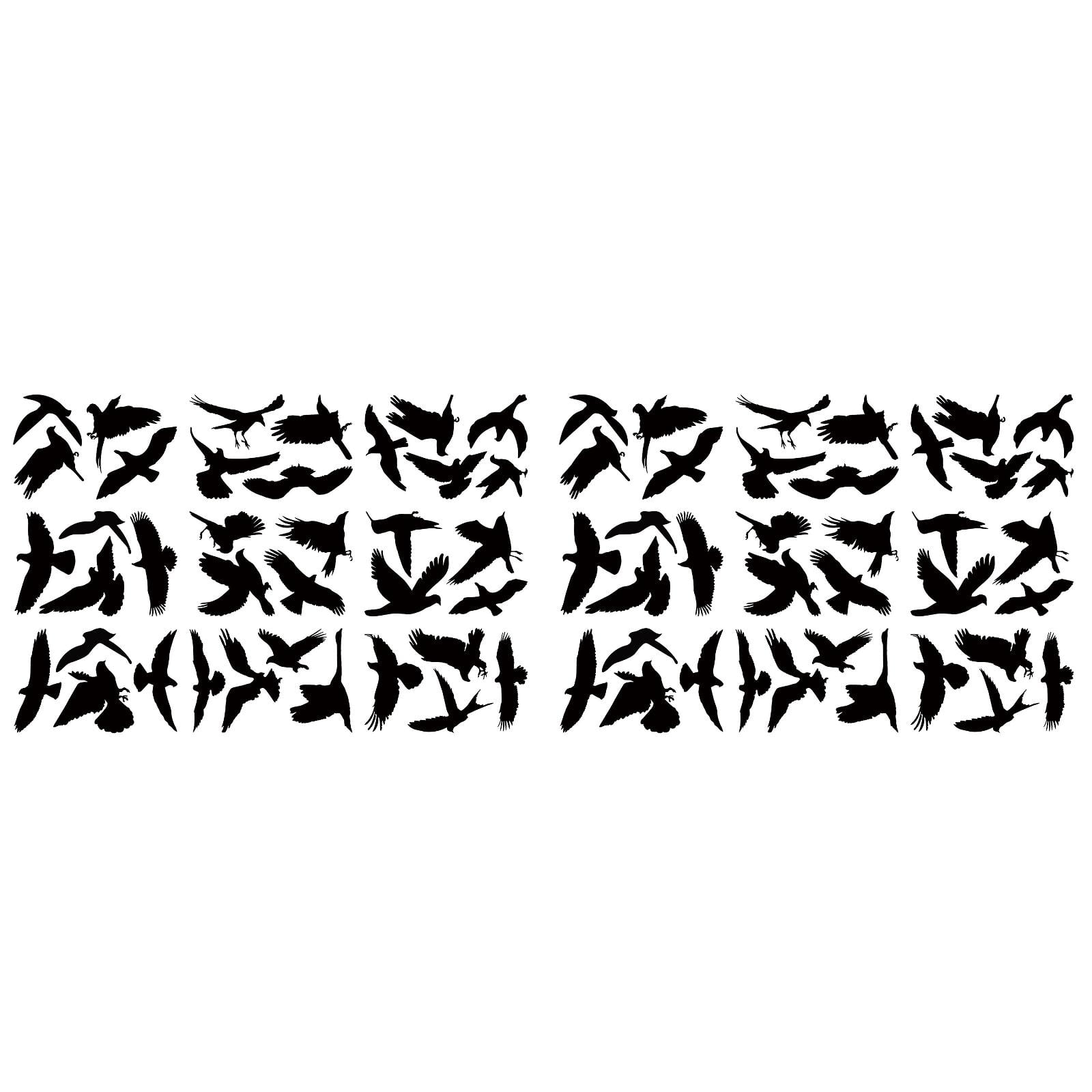 Black Silhouette Bird Windows Sticker Removable Windows Grille Warnings ...