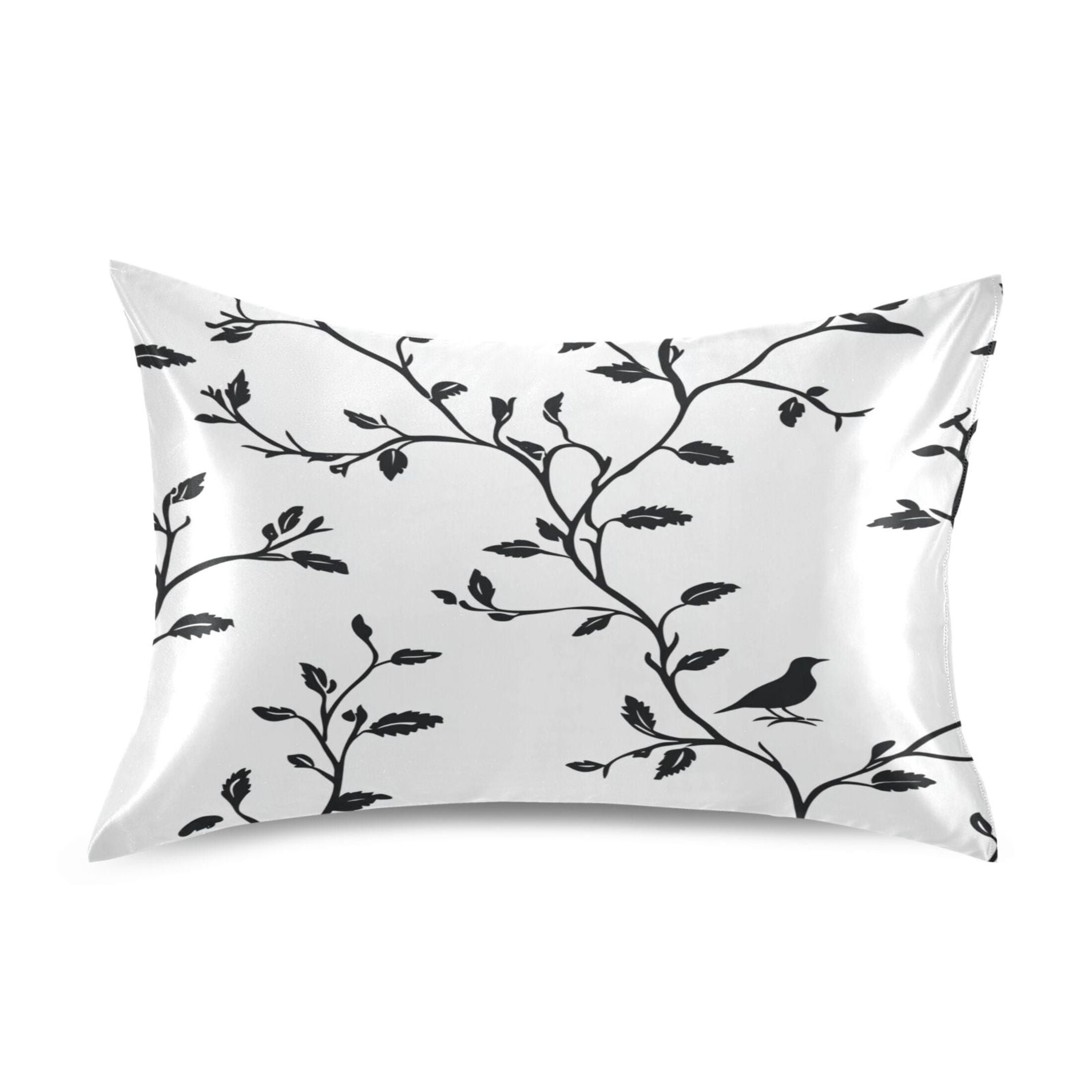 Black Silhouette Pattern Queen Size Pillowcase Silky Smooth Finish Anti ...
