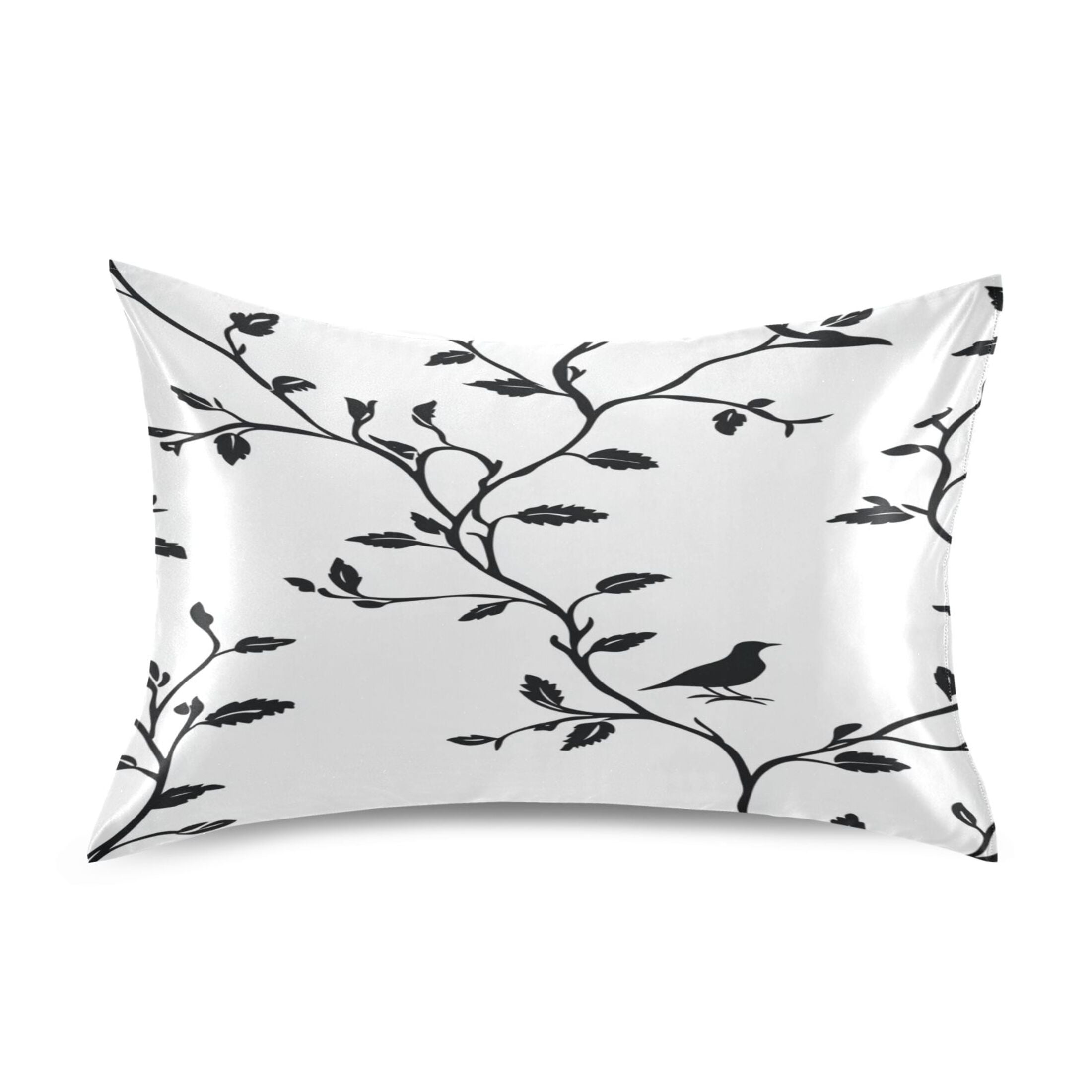Black Silhouette Pattern Satin Pillowcase 20''x40'' Double-Sided Print ...