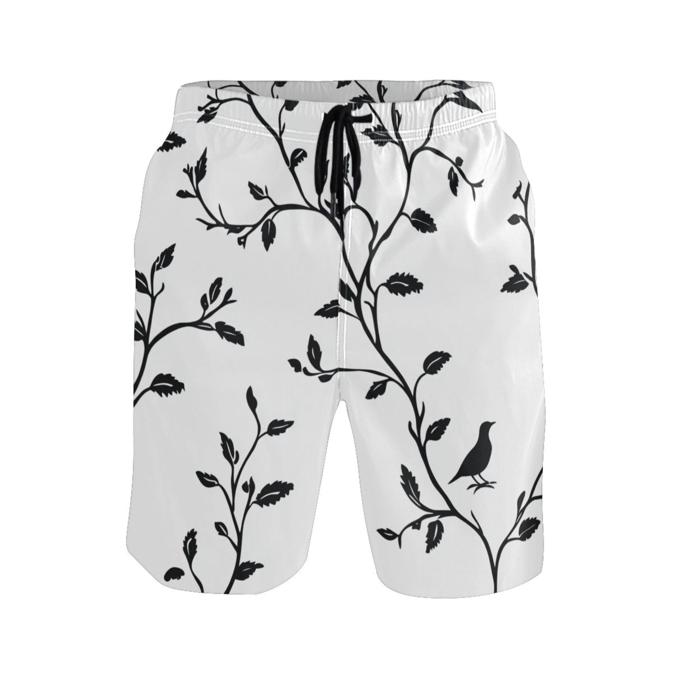 Black Silhouette Pattern Small Size Men's Quick Dry Beach Shorts with ...