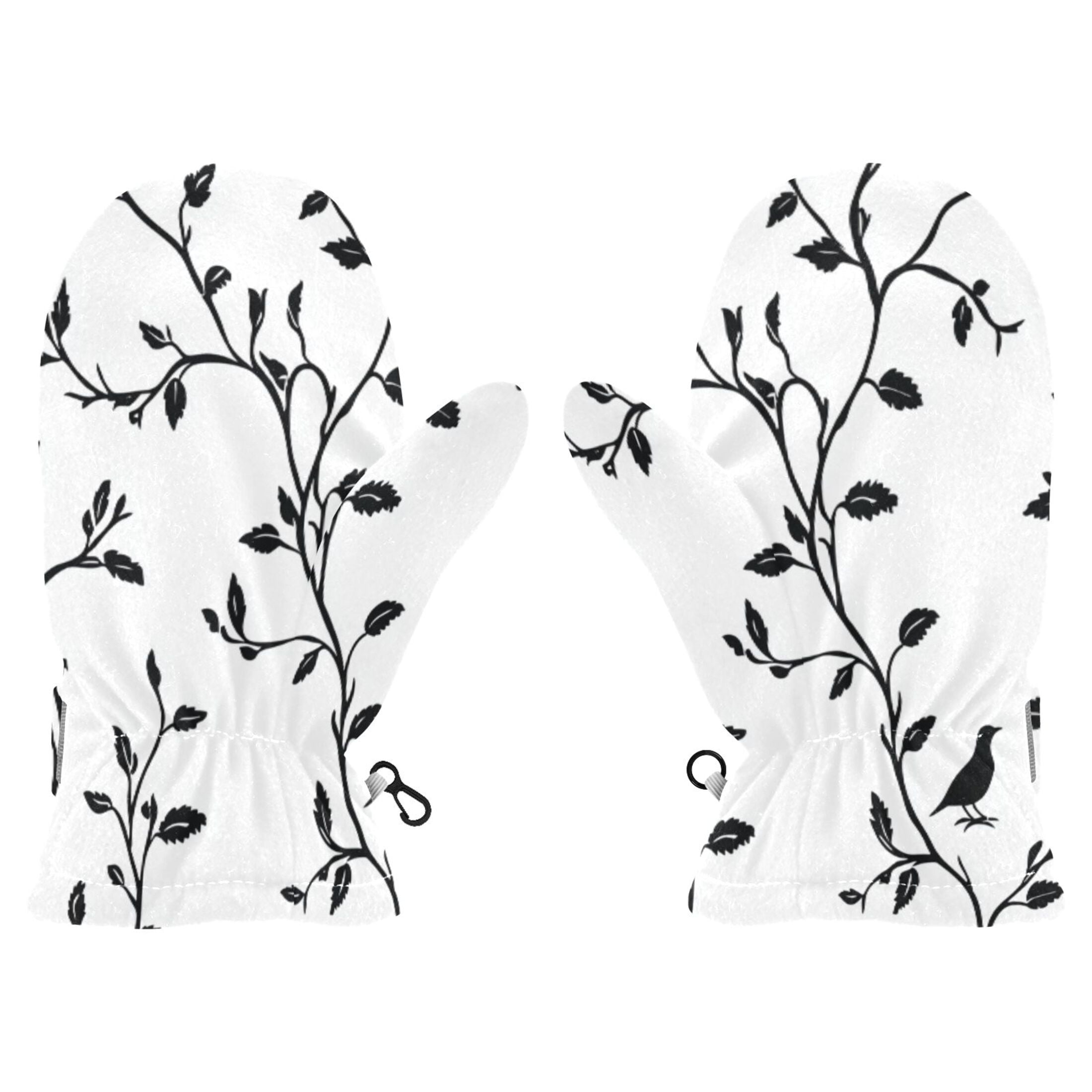 Black Silhouette Pattern Witch Cauldron Pattern Cold Weather Mittens ...