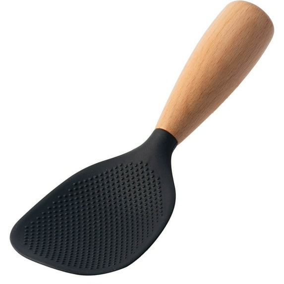 Black Silicone Rice Spoon For Serving Cooking Non-Stick Safe For Pots ...