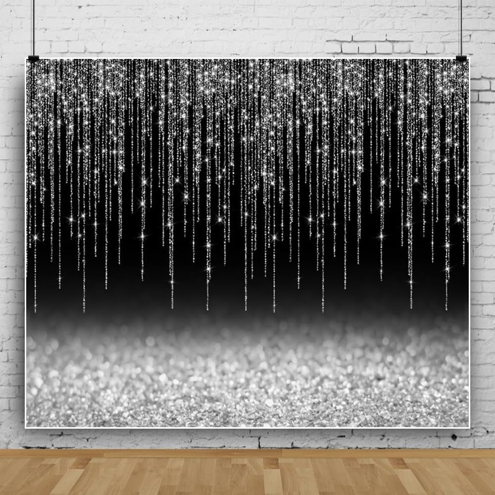 Black Silver Backdrop Graduation Birthday New Year Housewarming ...