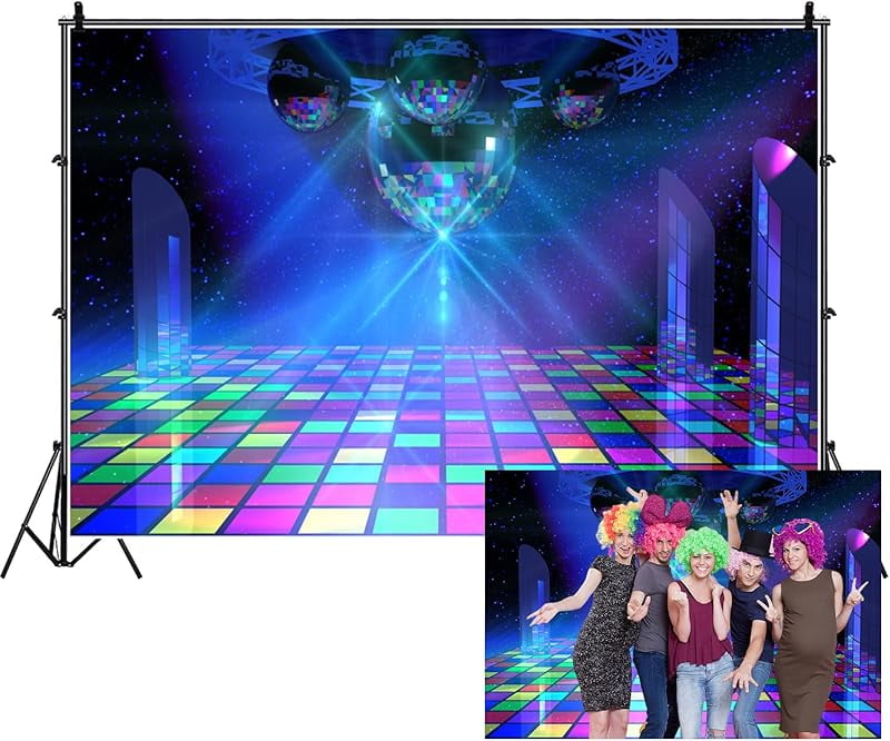 Black Silver Discos Party Backdrop Retro Music Speaker Night Club Music ...
