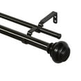 Black/Silver Double Window Rod Adjustable Curtain Rod Finial Set - 72 ...