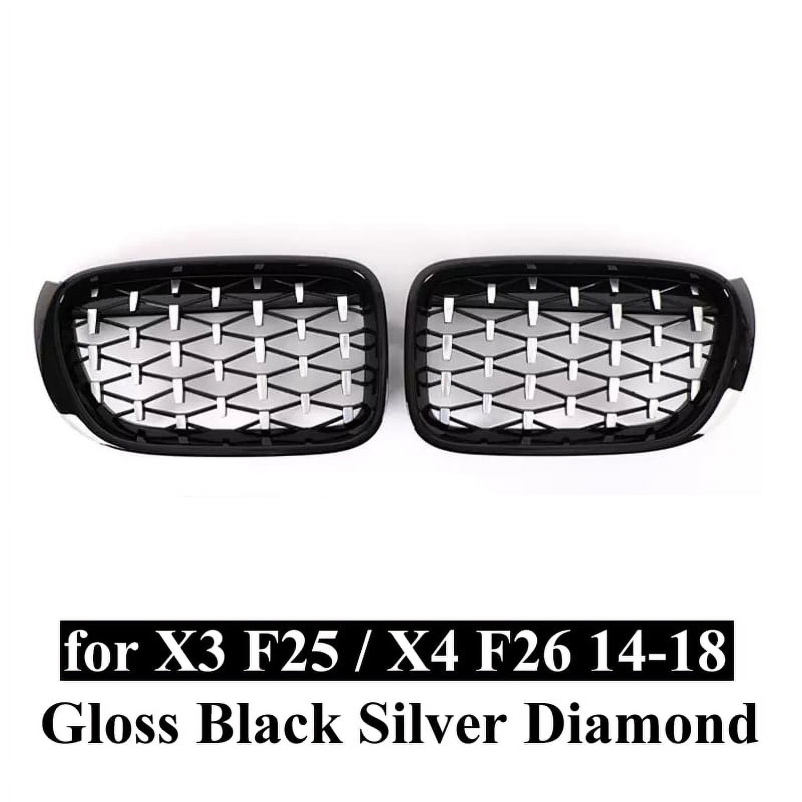 Black&Silver Front Bumper Kidney Grille Grill Fit for BMW X3 X4 F25 F26 ...