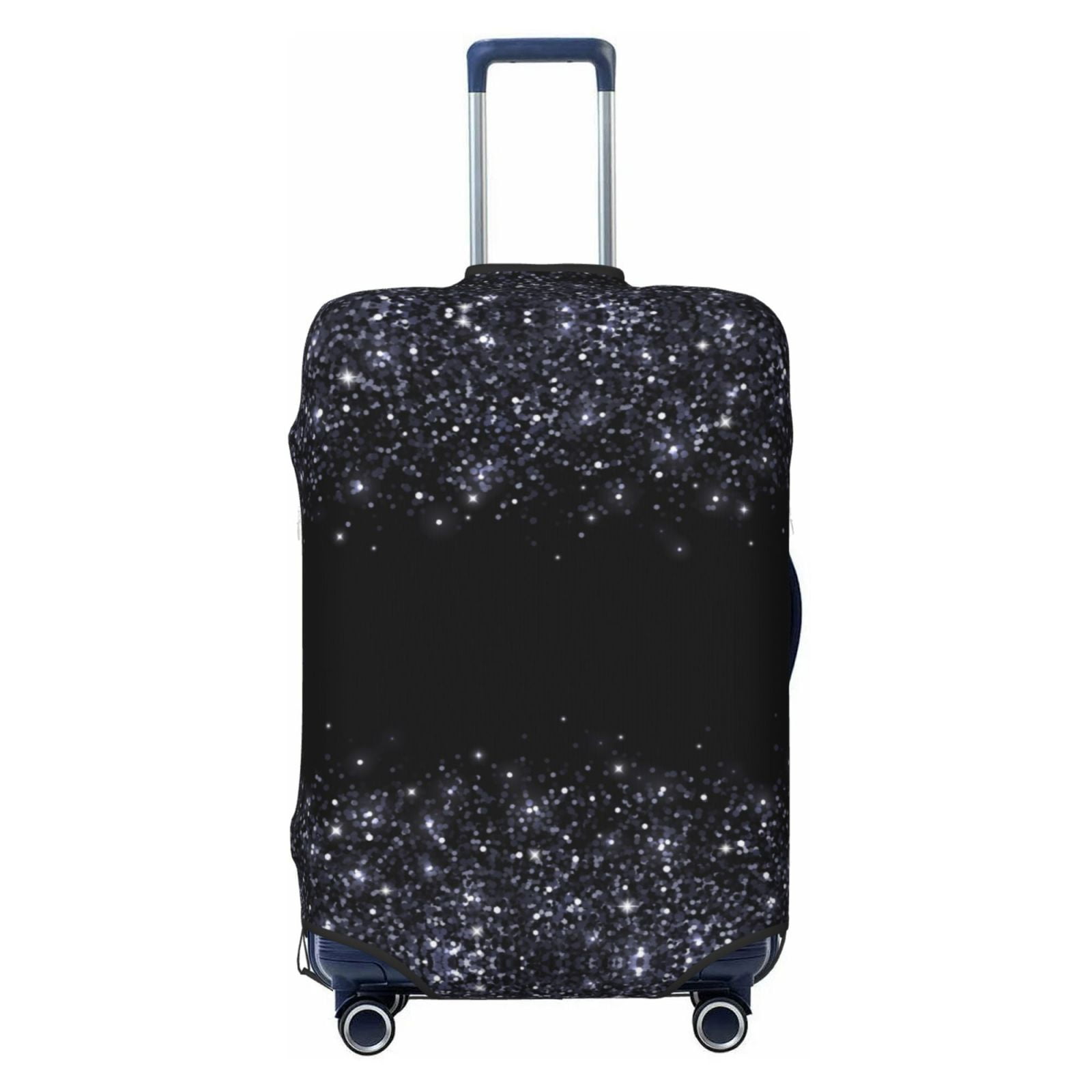 Black Silver Glitter Border Luggage Cover, Elastic Suitcase Cover ...