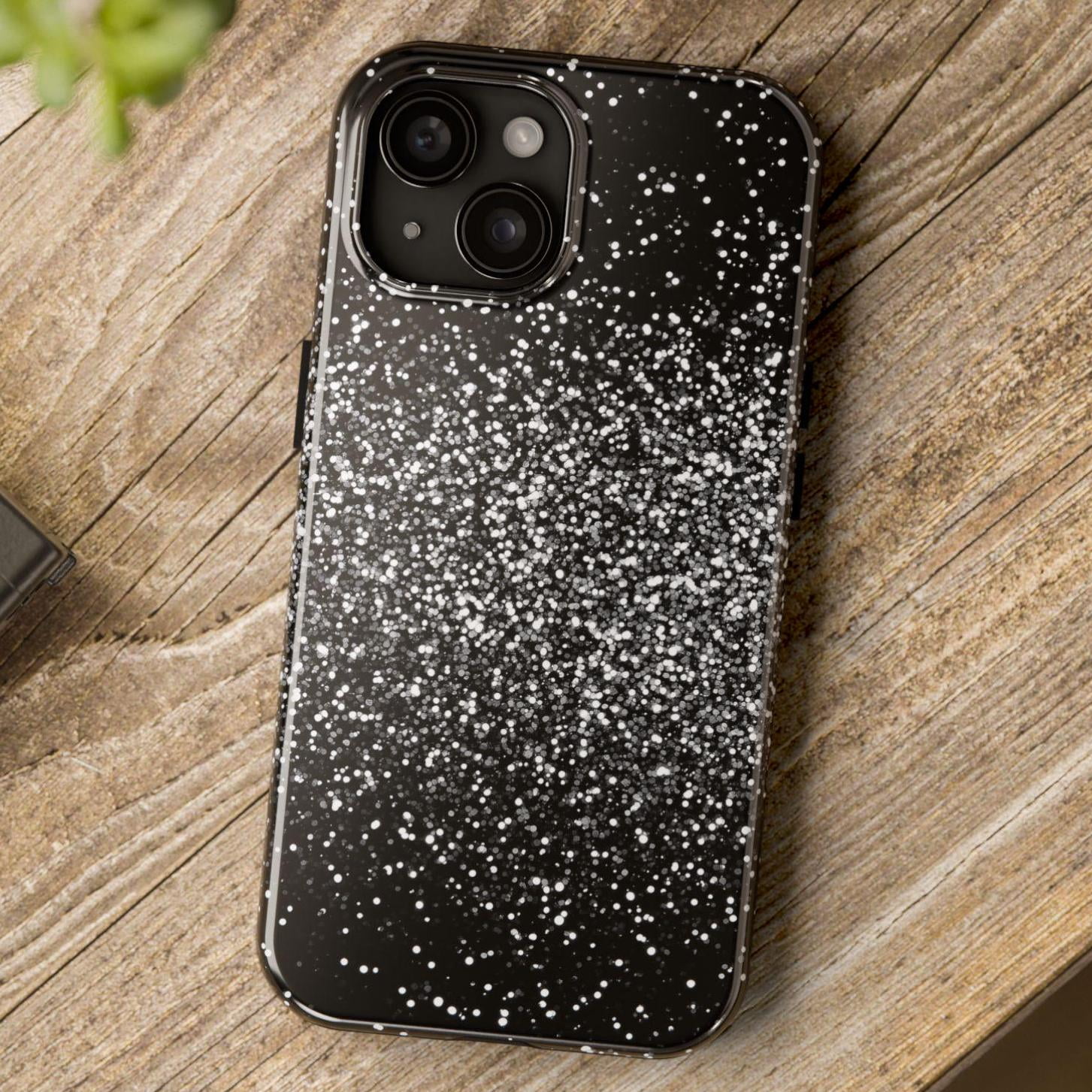 Black Silver Glitter Sparkle Classy Shine Phone Case with iPhone 17 to 11 Pro Max - Walmart.com