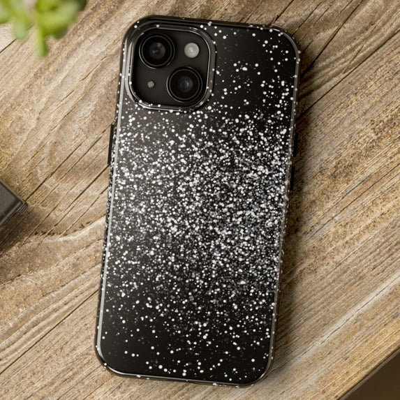 Black Silver Glitter Sparkle Classy Shine Phone Case with iPhone 17 to ...