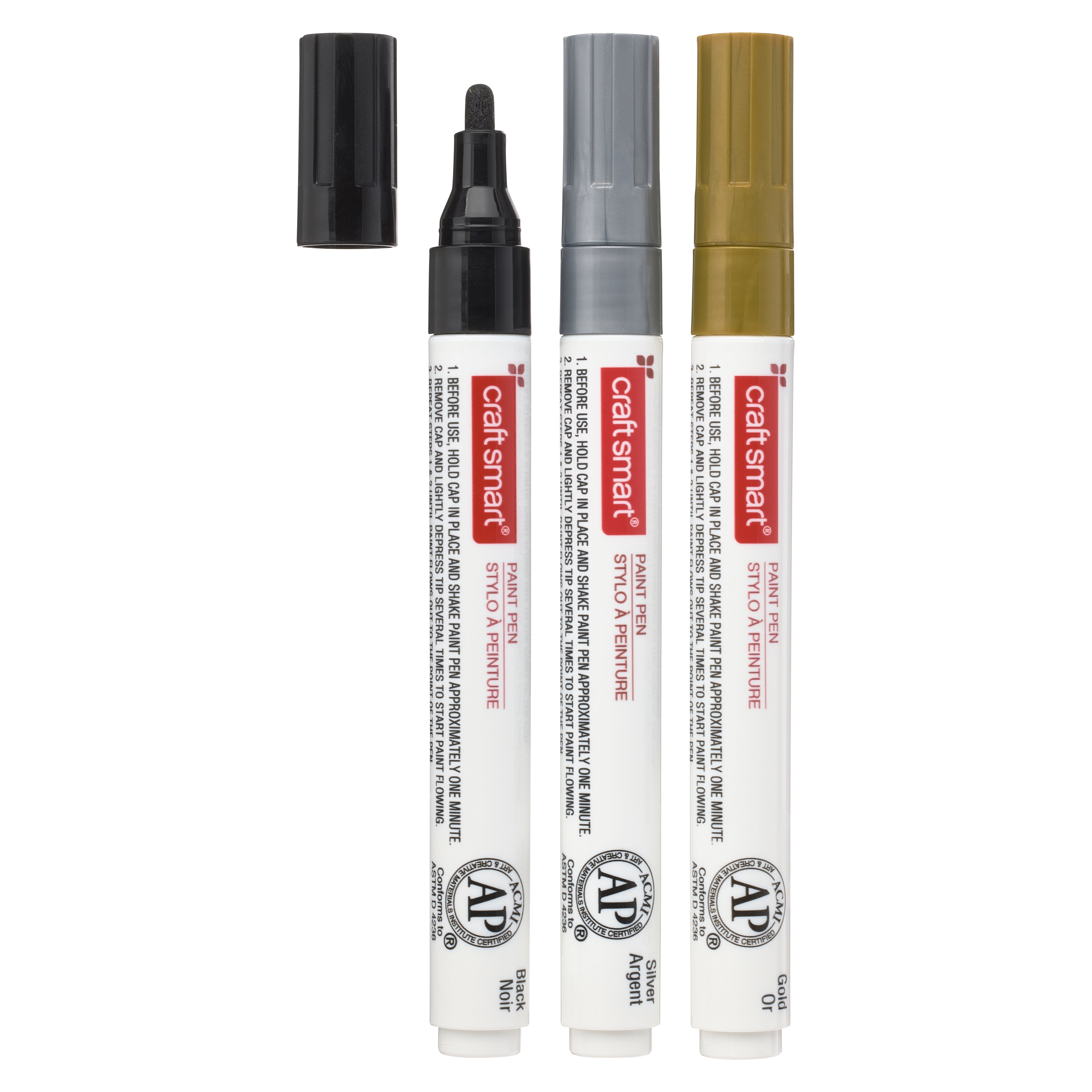 Black - Silver - Gold Broad Line Paint Pen Set by Craft Smart® 3ct ...
