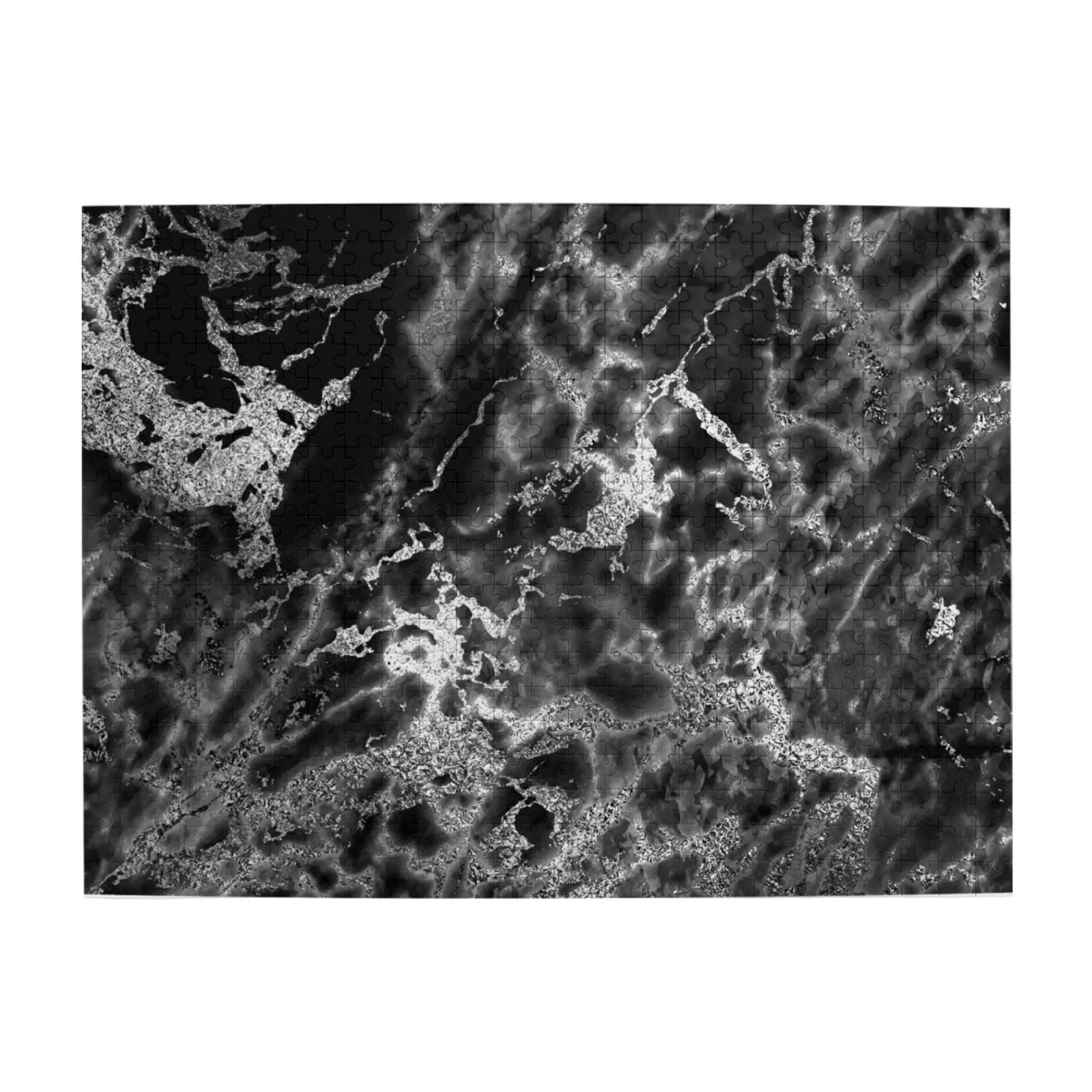 Black Silver Graphite Gray Marble, Jigsaw Puzzles 500 Pieces Wooden ...