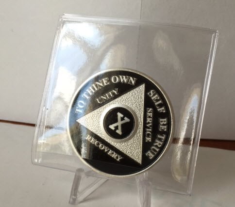 Black & Silver Plated 10 Year AA Alcoholics Anonymous Sobriety ...