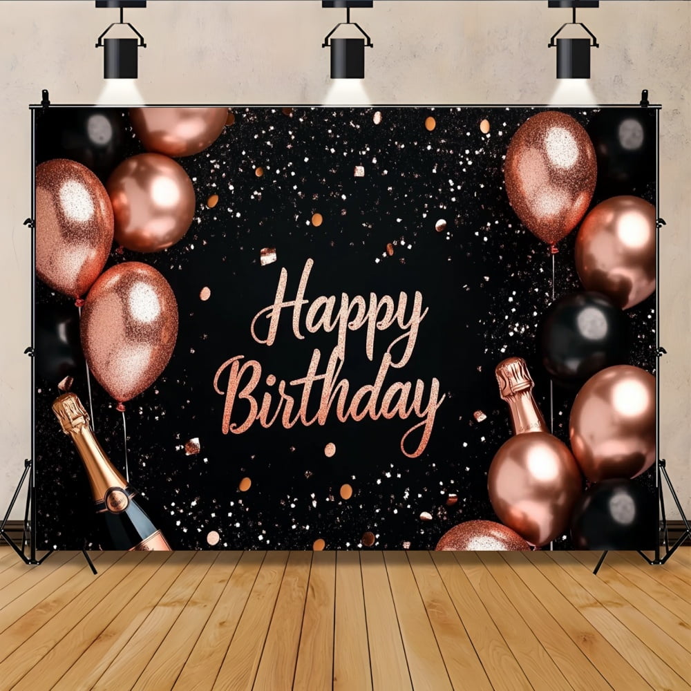 Black Silver Rose Gold Happy Birthday Party Decorations – Glitter ...