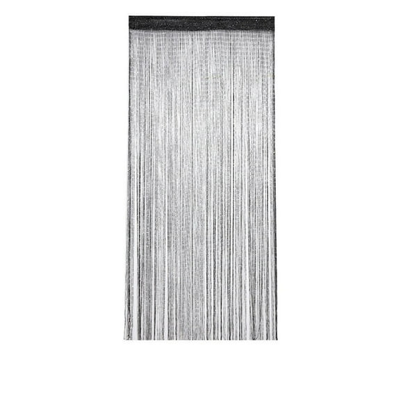 Black Silver Thread Curtain Room Divider Partition Tassel Door Hanging ...