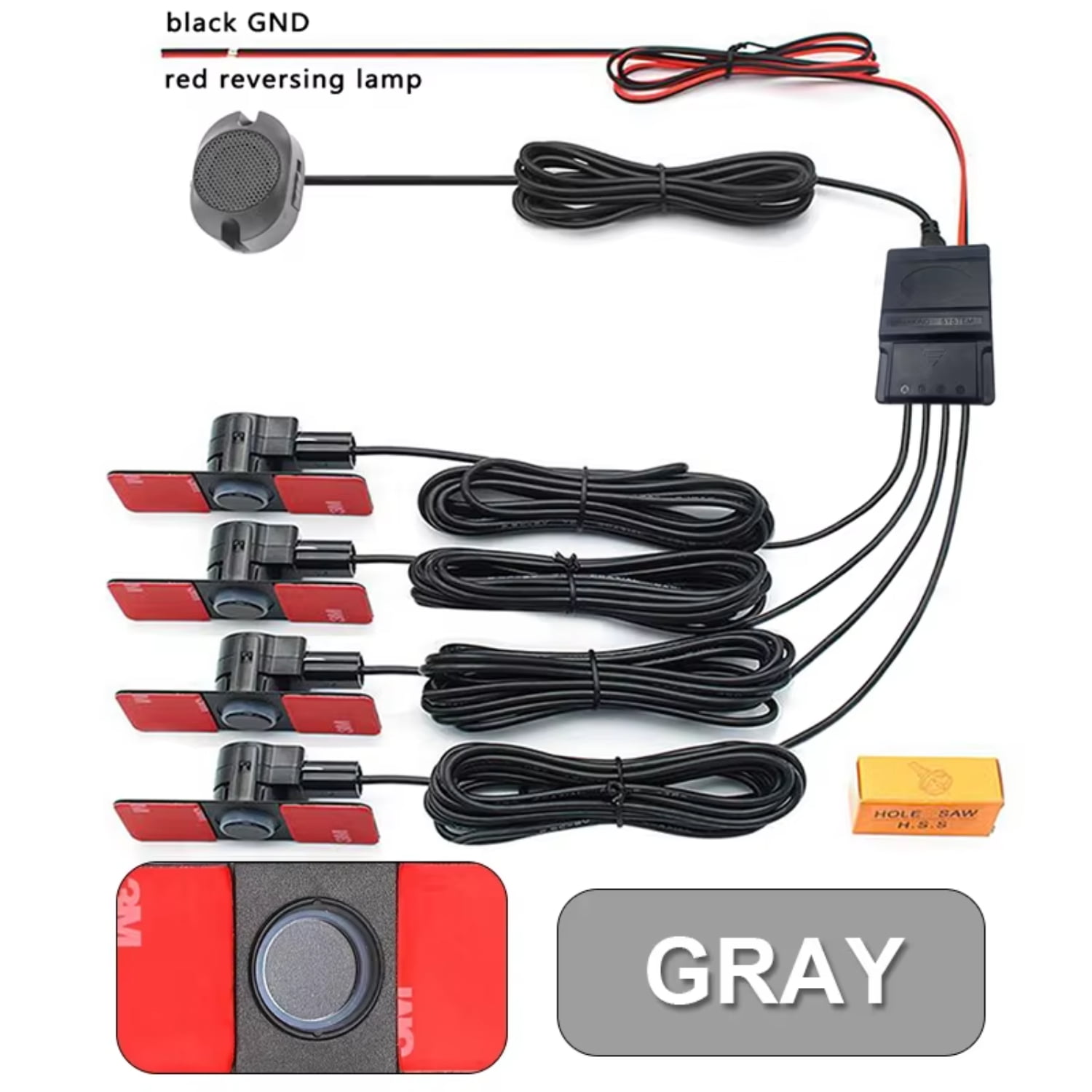 Black/Silver/White 13mm Flat Sensors Car Parking Sensor Assistant ...