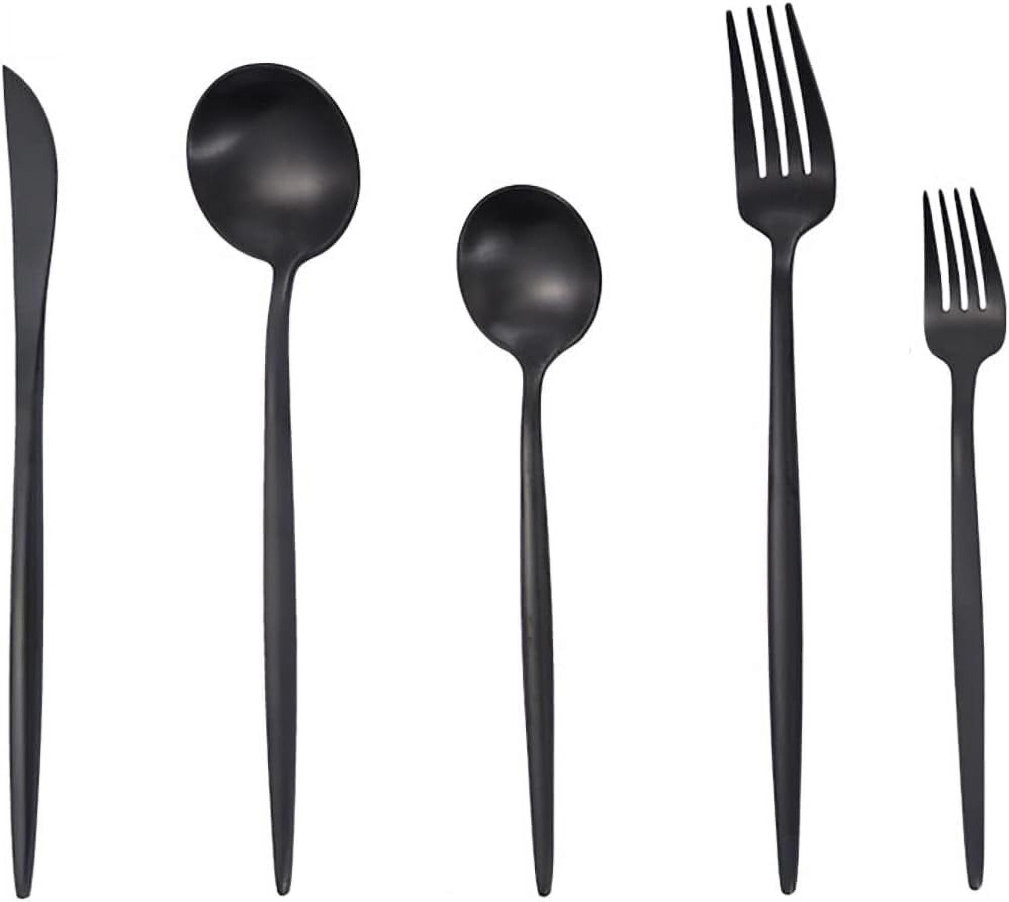 Black Silverware Flatware Cutlery Set with Steak Knives for 6, 30 Piece ...
