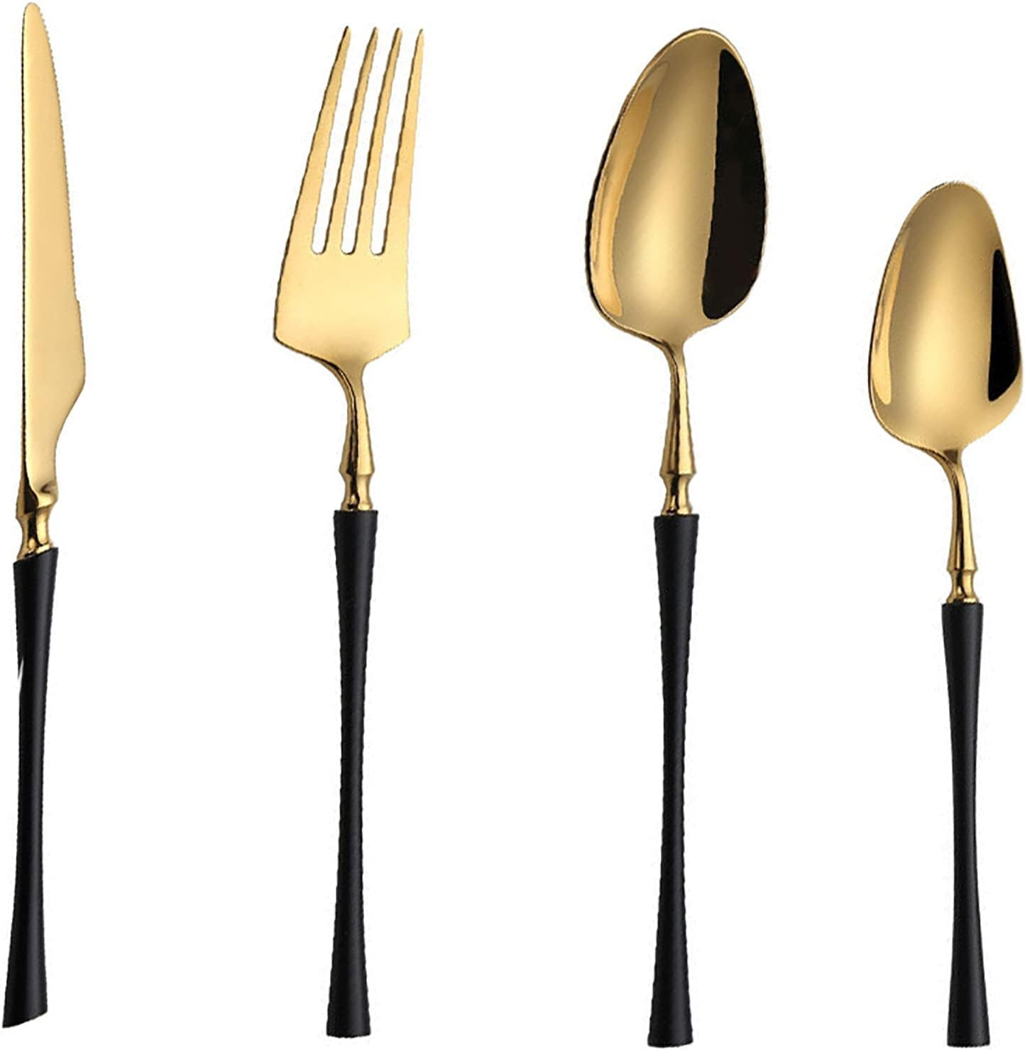 Black Silverware Set 18/10 Stainless Steel Flatware Sets Mirror ...